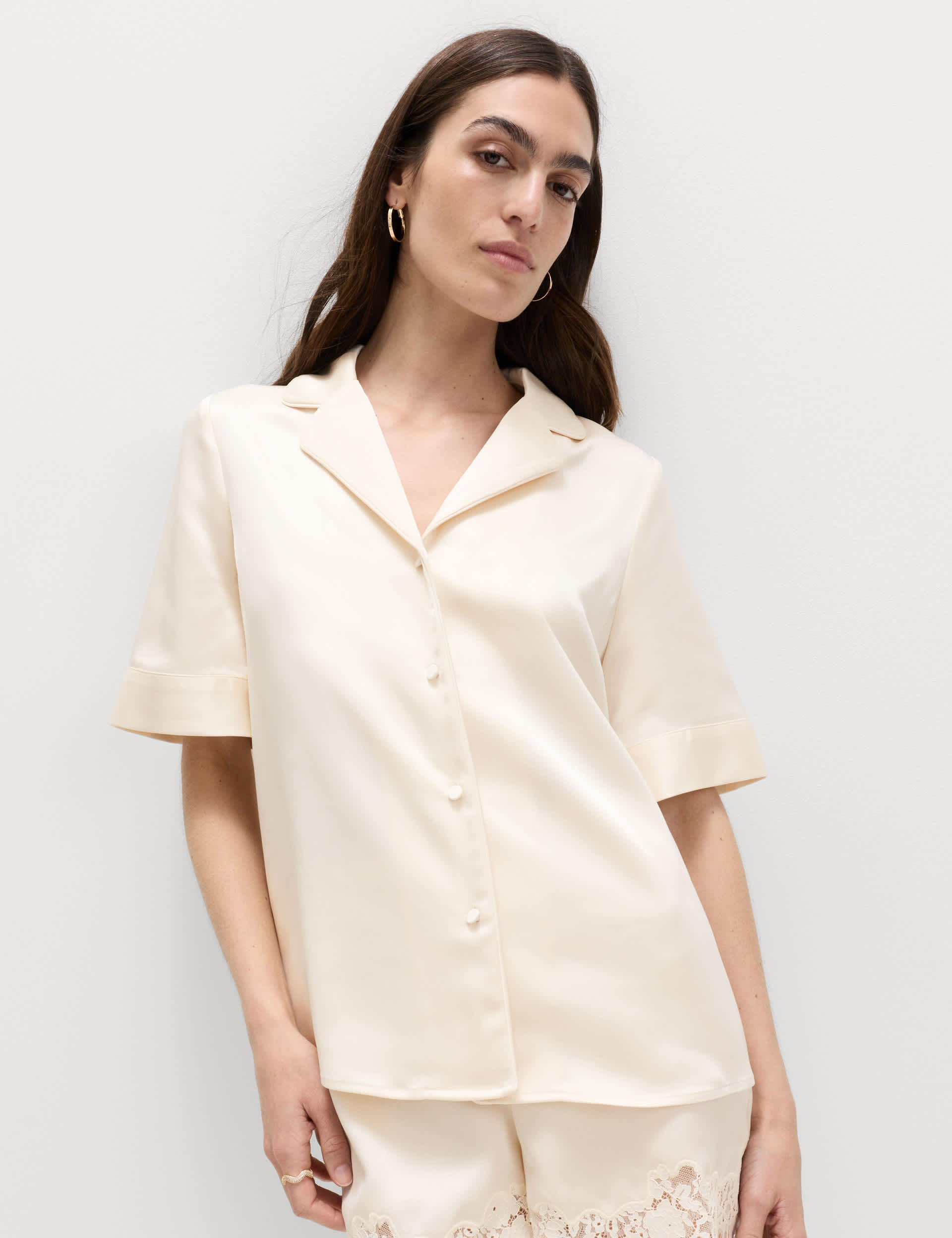 SATIN COLLARED SHIRT | M&S