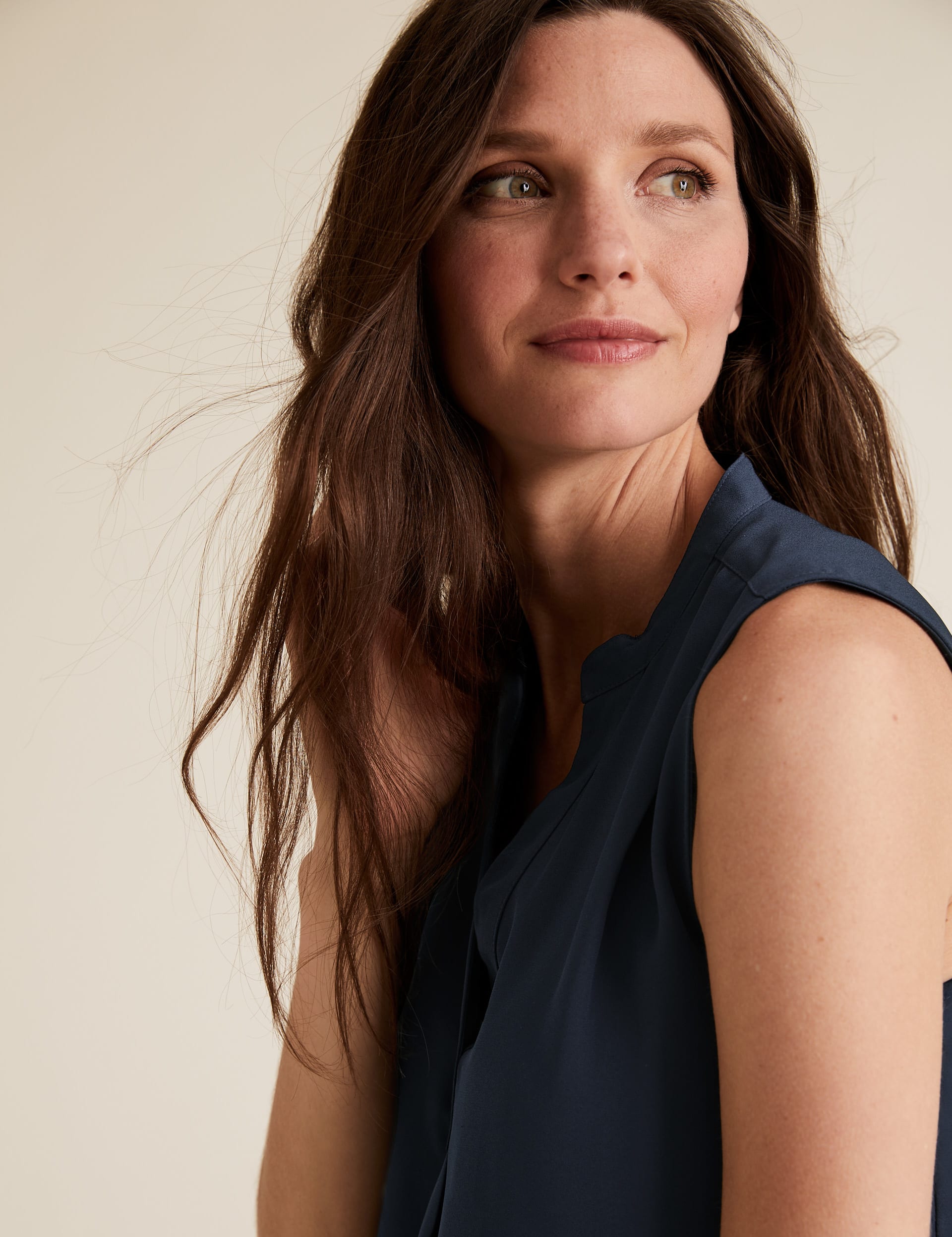 Plain Sleeveless V-Neck Shell Top | M&S Collection | M&S IE