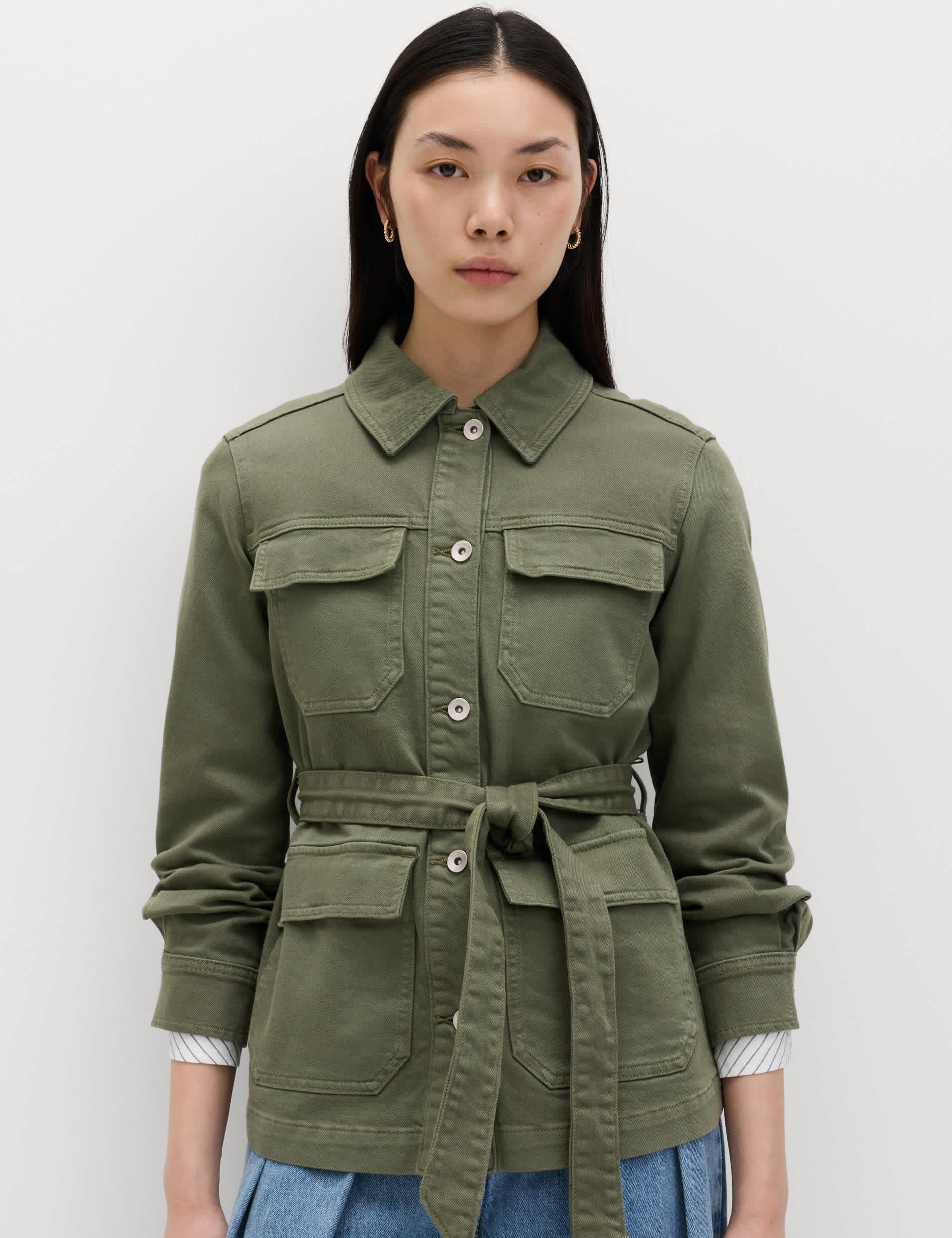 Denim Belted Collared Utility Shacket | M&S | M&S IE