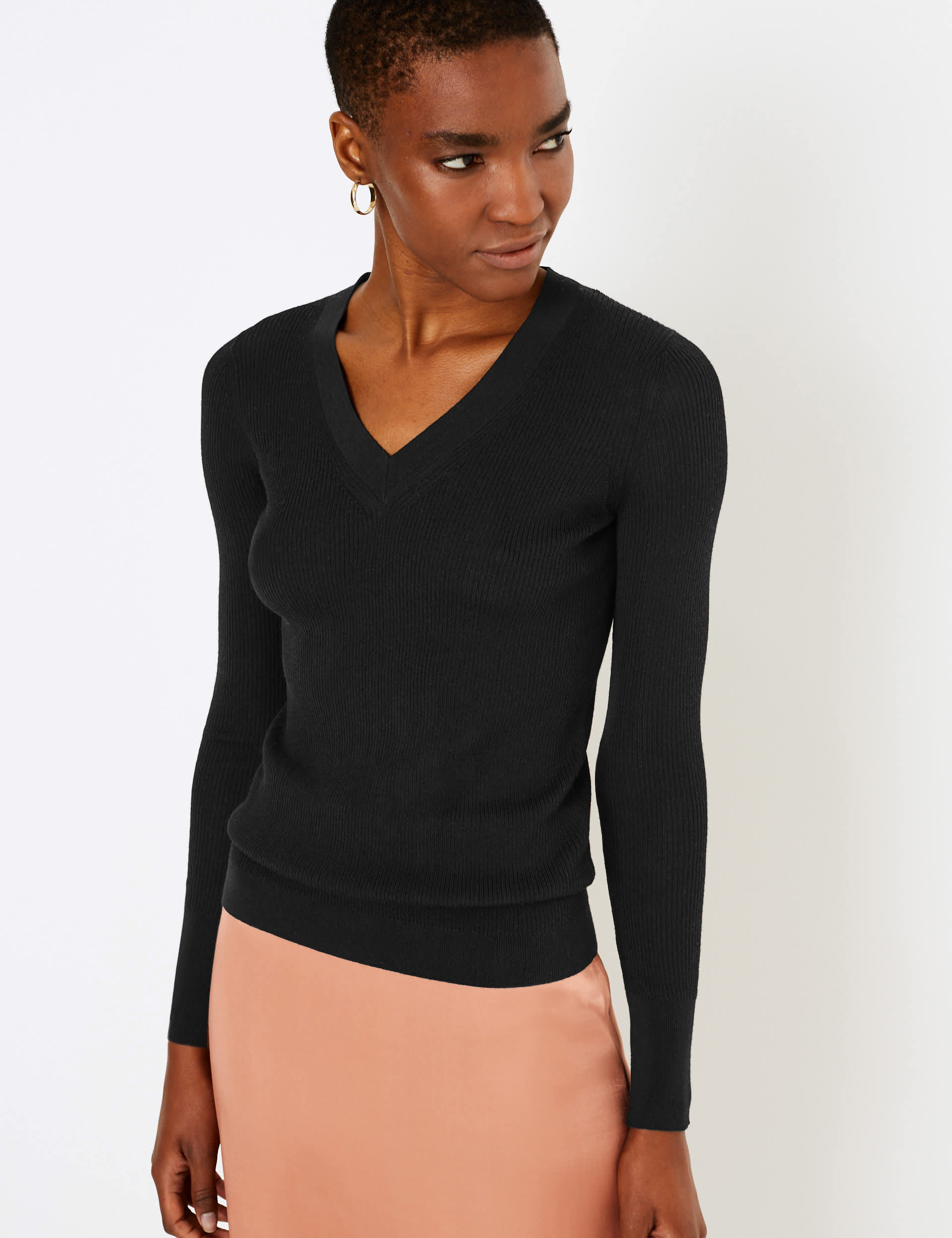 Fine Gauge Merino V-Neck Fitted Jumper | Autograph | M&S