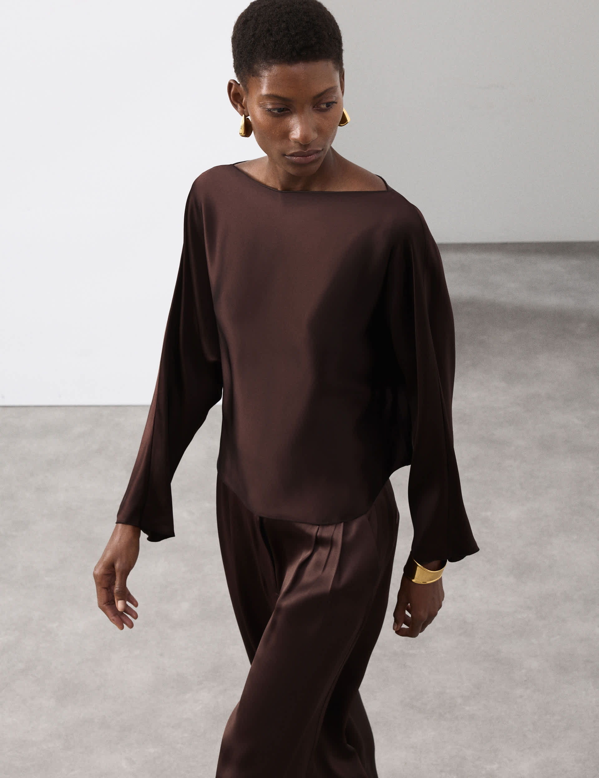 Satin Draped Slash Neck Blouse | Autograph | M&S IE