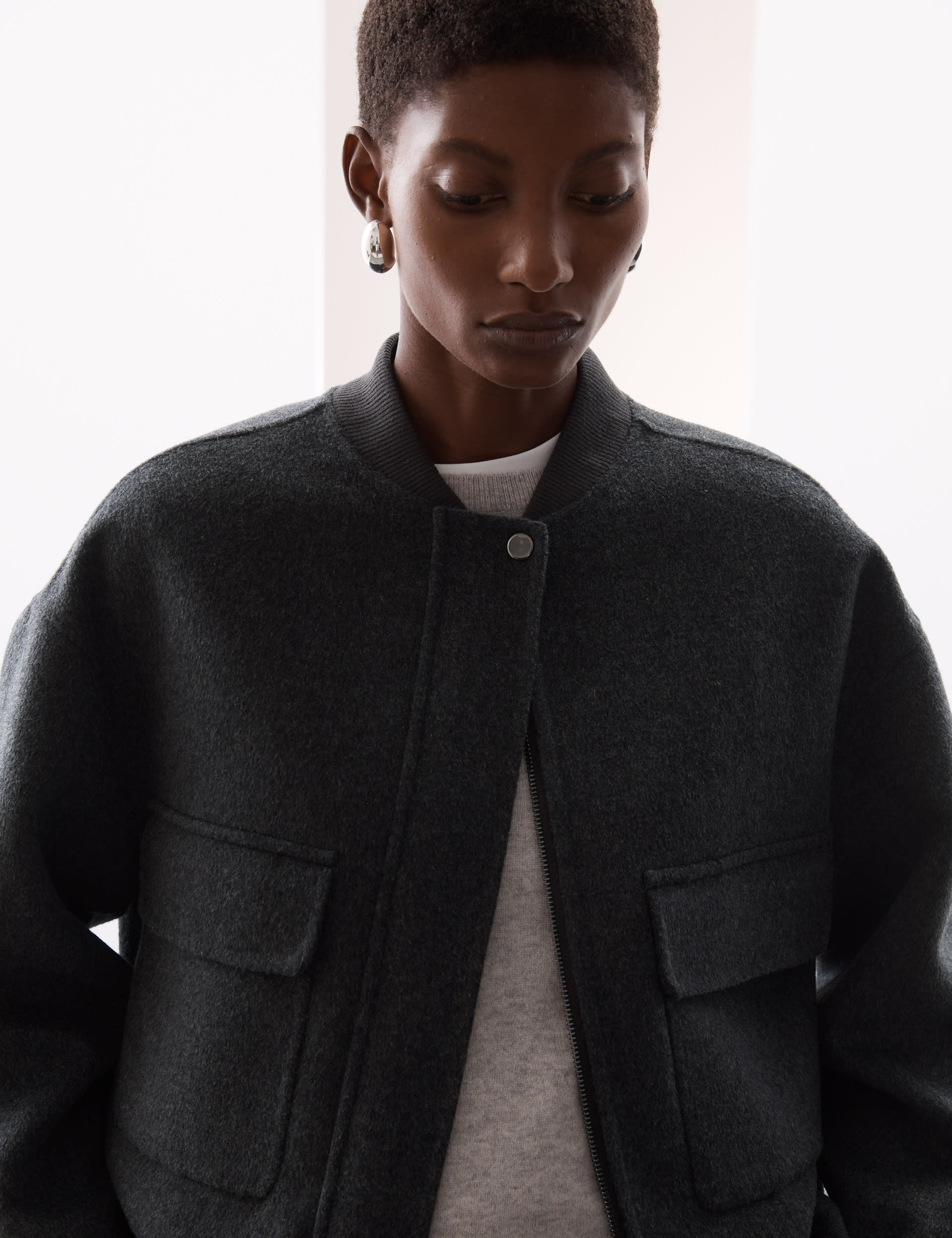 Wool Blend Relaxed Bomber Jacket | Autograph | M&S