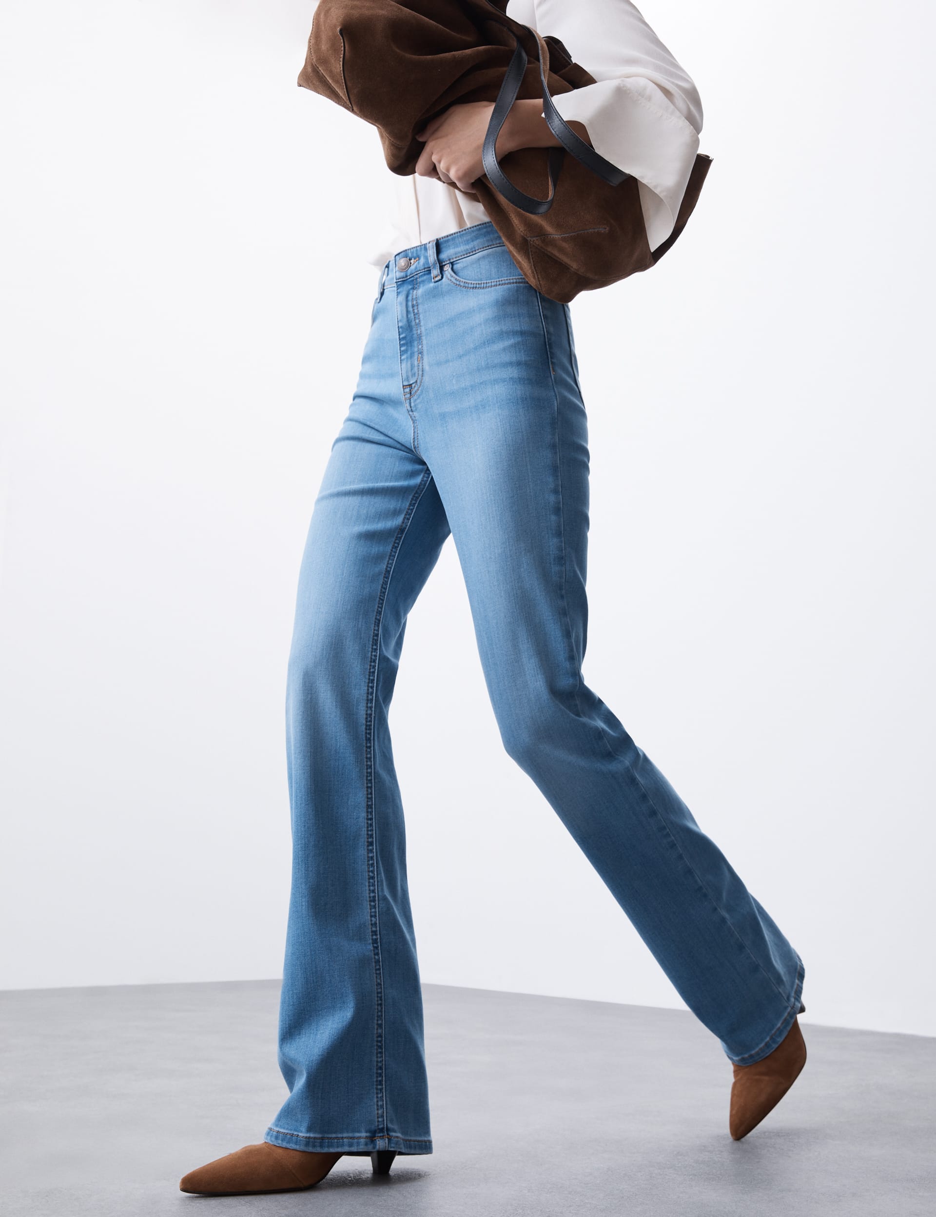 High Waisted Flared Jeans | Autograph | M&S