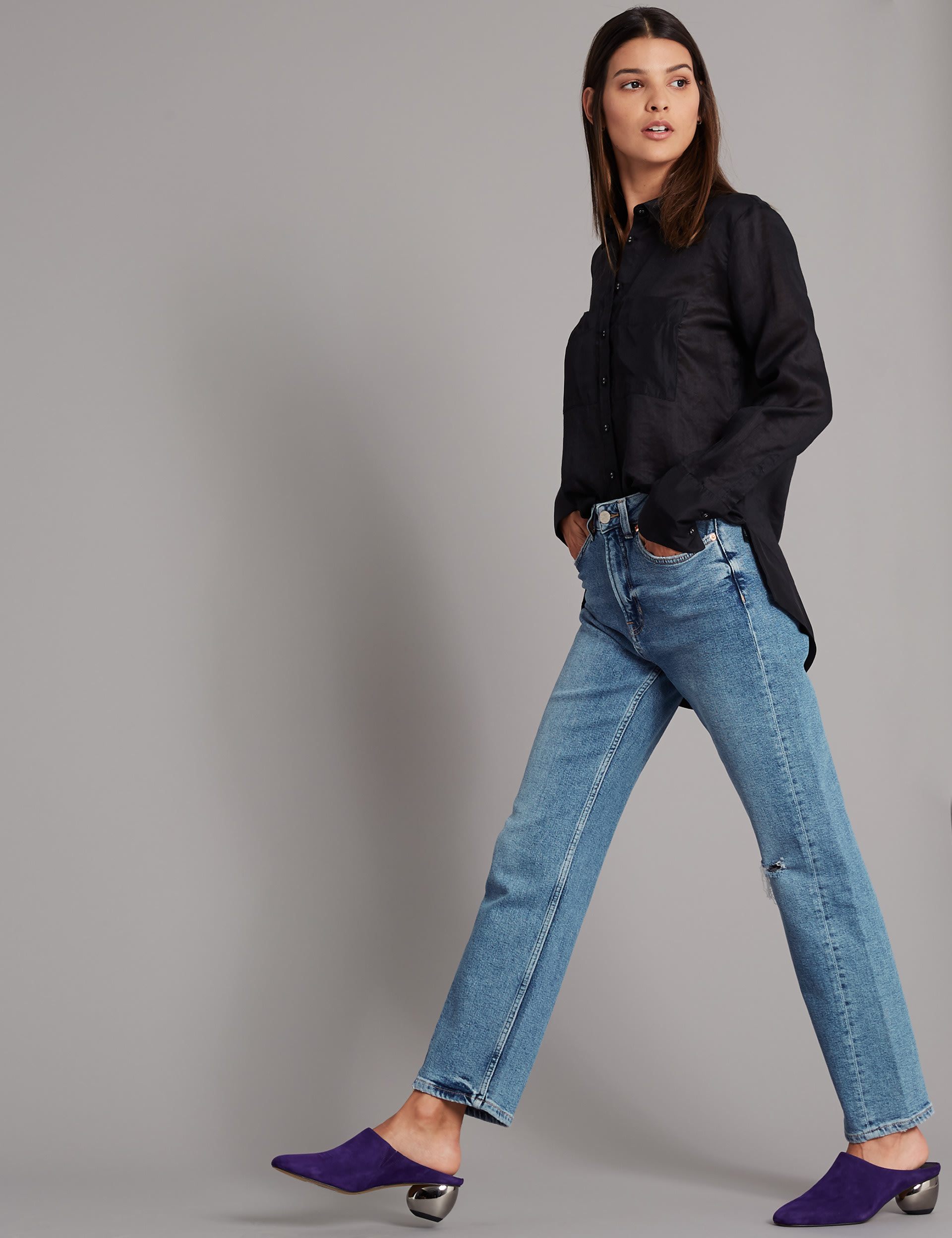 High Waist Ankle Straight Jeans | Autograph | M&S IE
