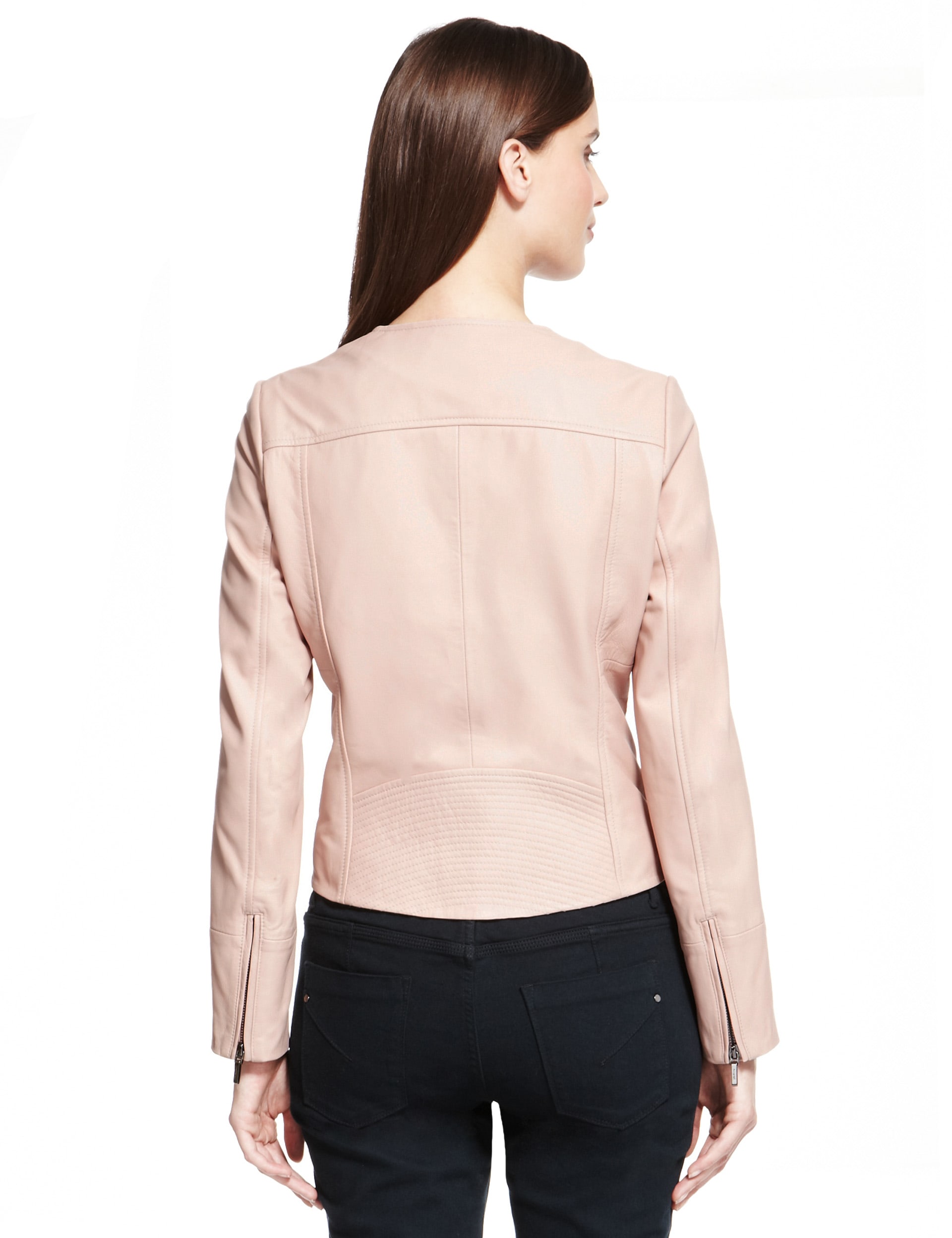 Leather Off Centre Zip Jacket | Autograph | M&S