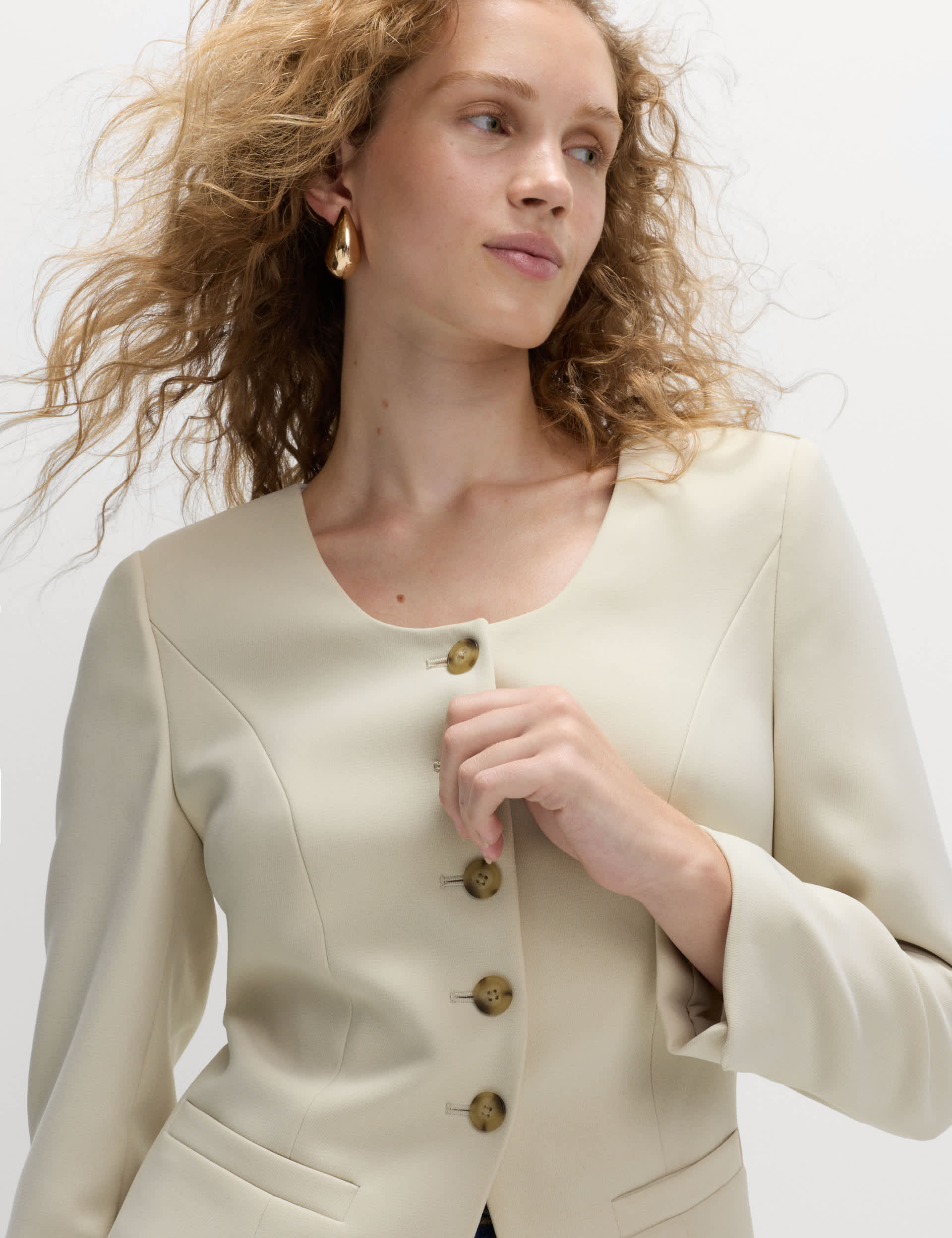 Soft Poly Collarless Jacket | M&S | M&S IE