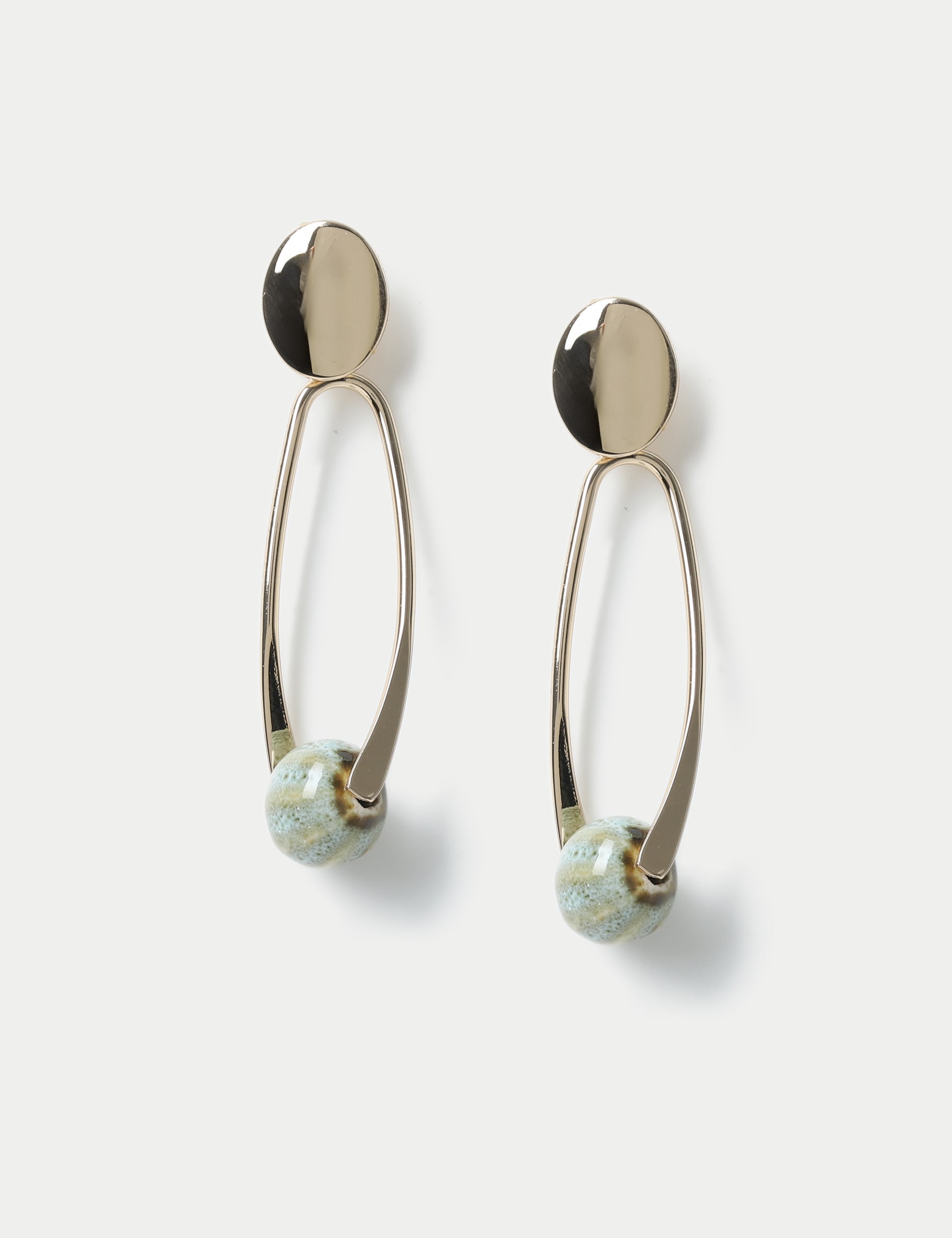 Gold Tone Elongated Ball Drop Earrings | M&S | M&S