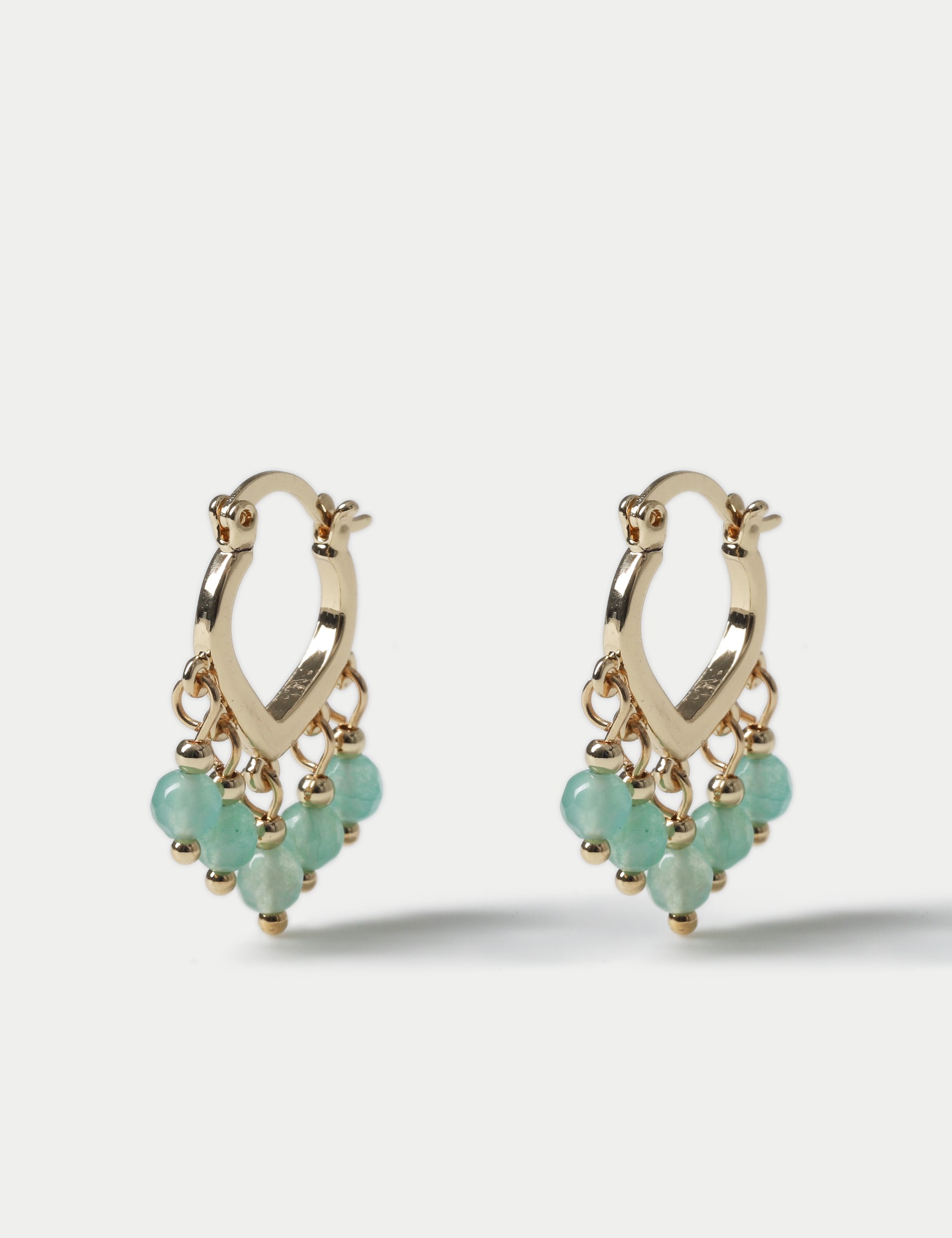 Per Una Gold Tone Green Jade Semi Precious Tassel Hoop Earrings | Per ...