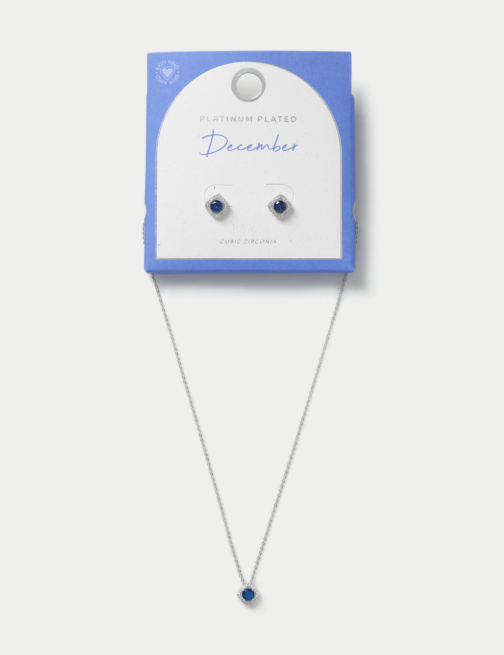 Platinum Plated December Birthstone Earring and Necklace Set | M&S ...