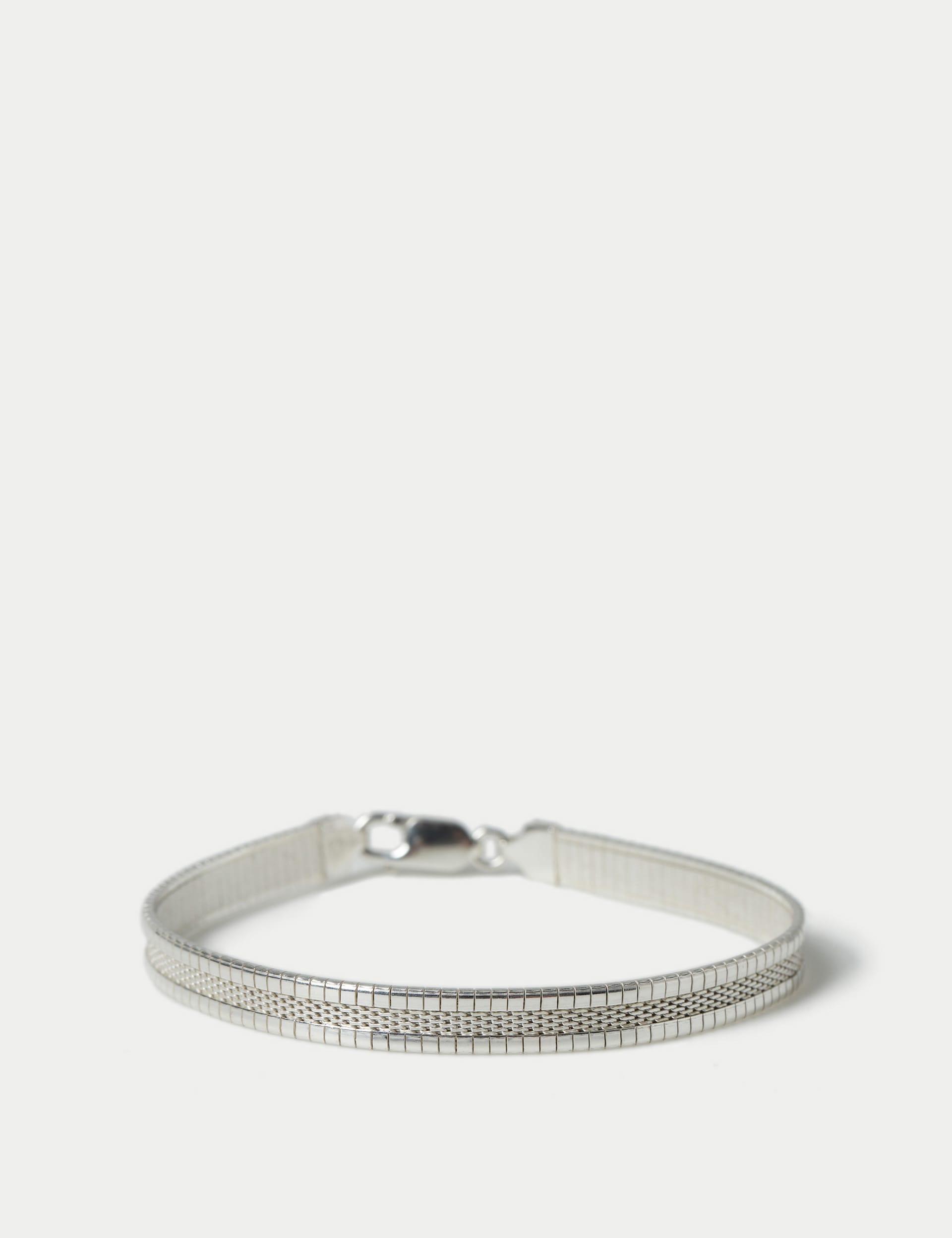 925 Sterling Silver Textured Flat Bracelet | Autograph | M&S