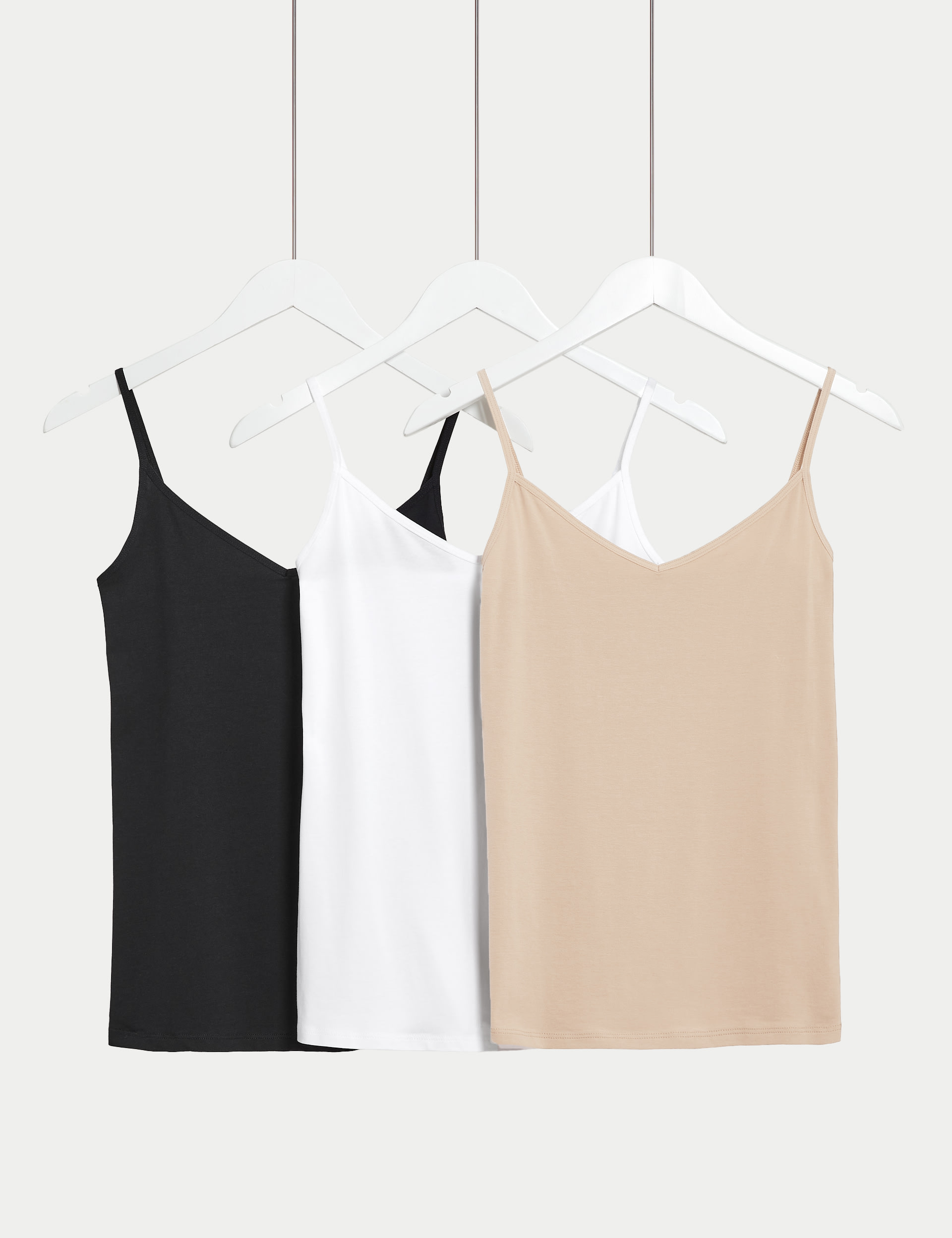 3pk Cotton Rich Strappy Vests | M&S | M&S