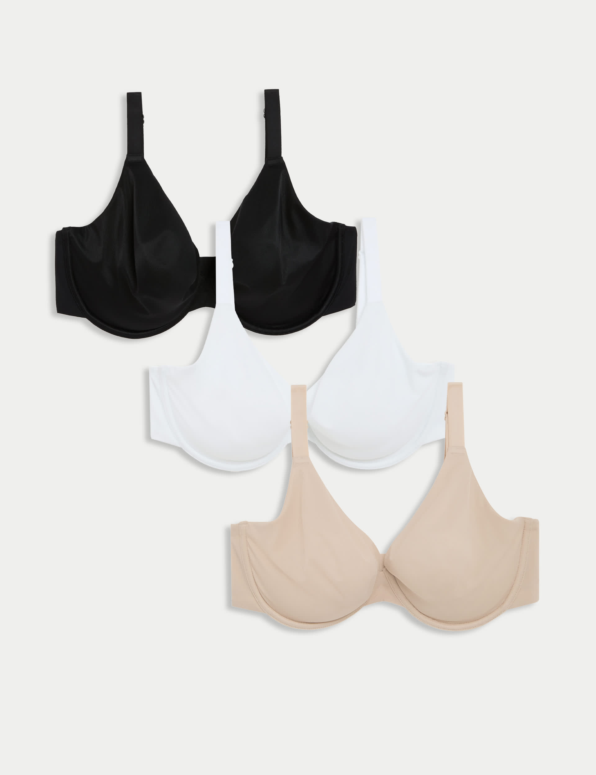 3pk Wired Plunge Bras (F-H) | M&S | M&S