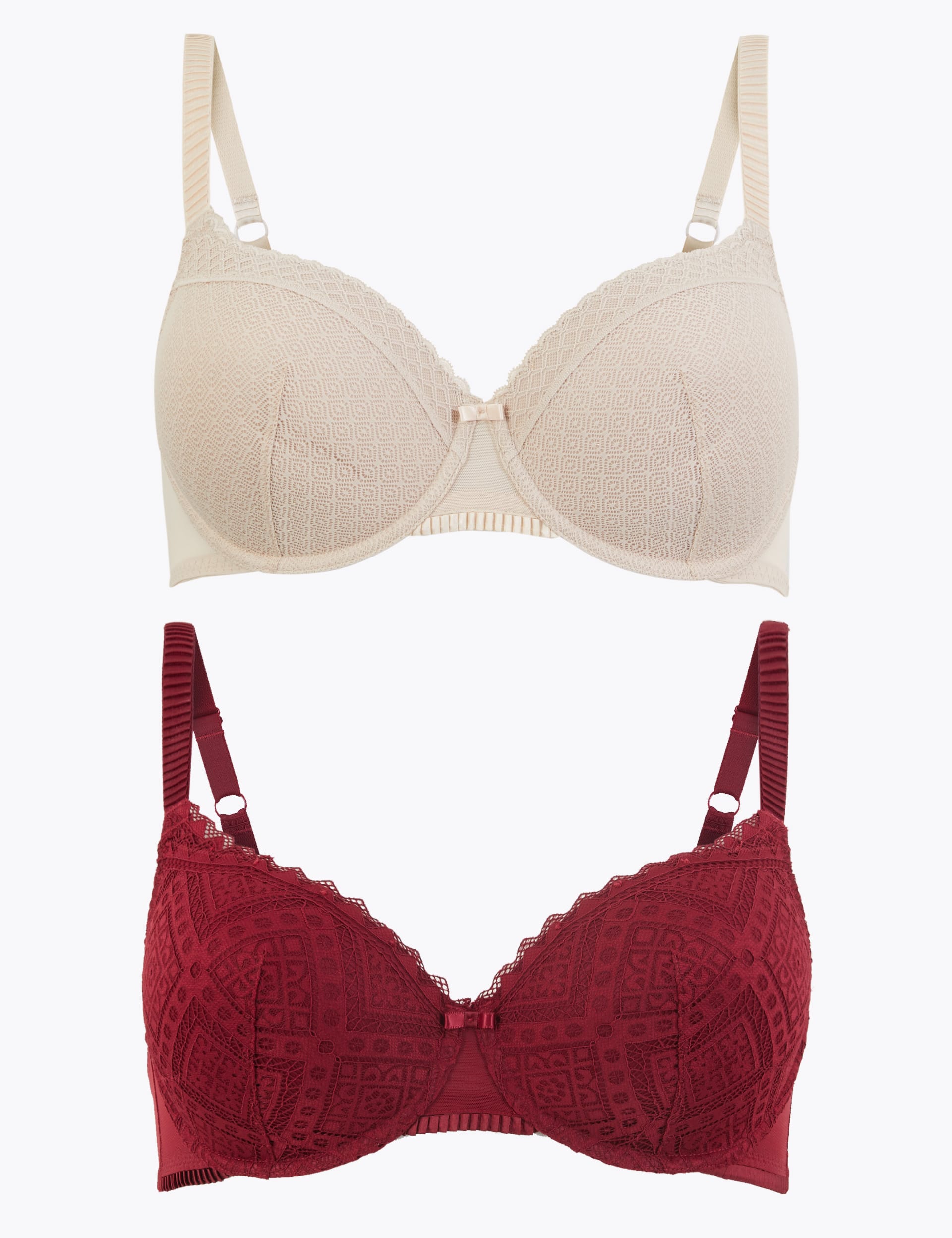 2 Pack Texture & Lace Full Cup Bra A-E | M&S Collection | M&S IE