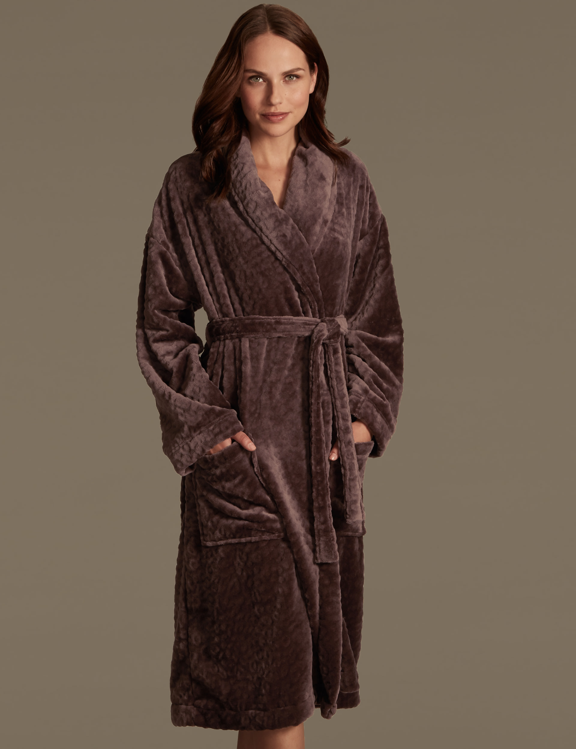 Textured Fleece Shimmer Dressing Gown | M&S Collection | M&S