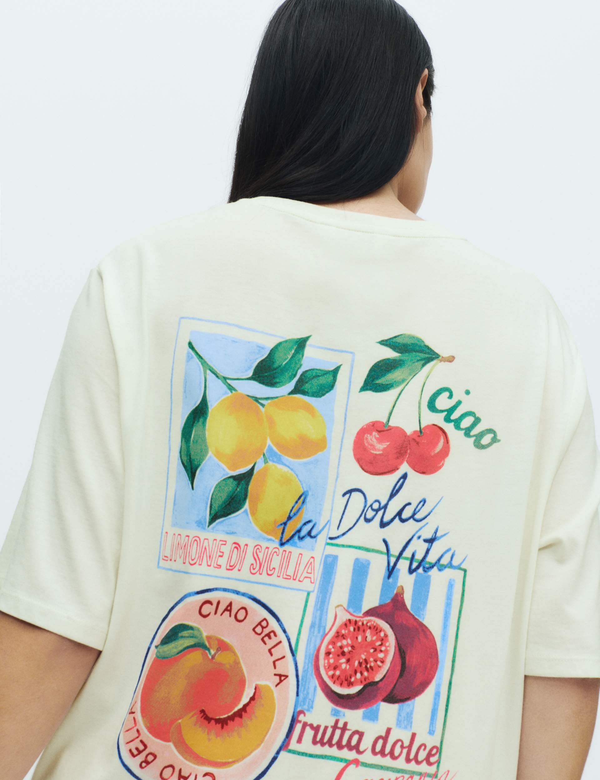COTTON MODAL FRUIT GRAPHIC OVERSIZED T-SHIRT | M&S