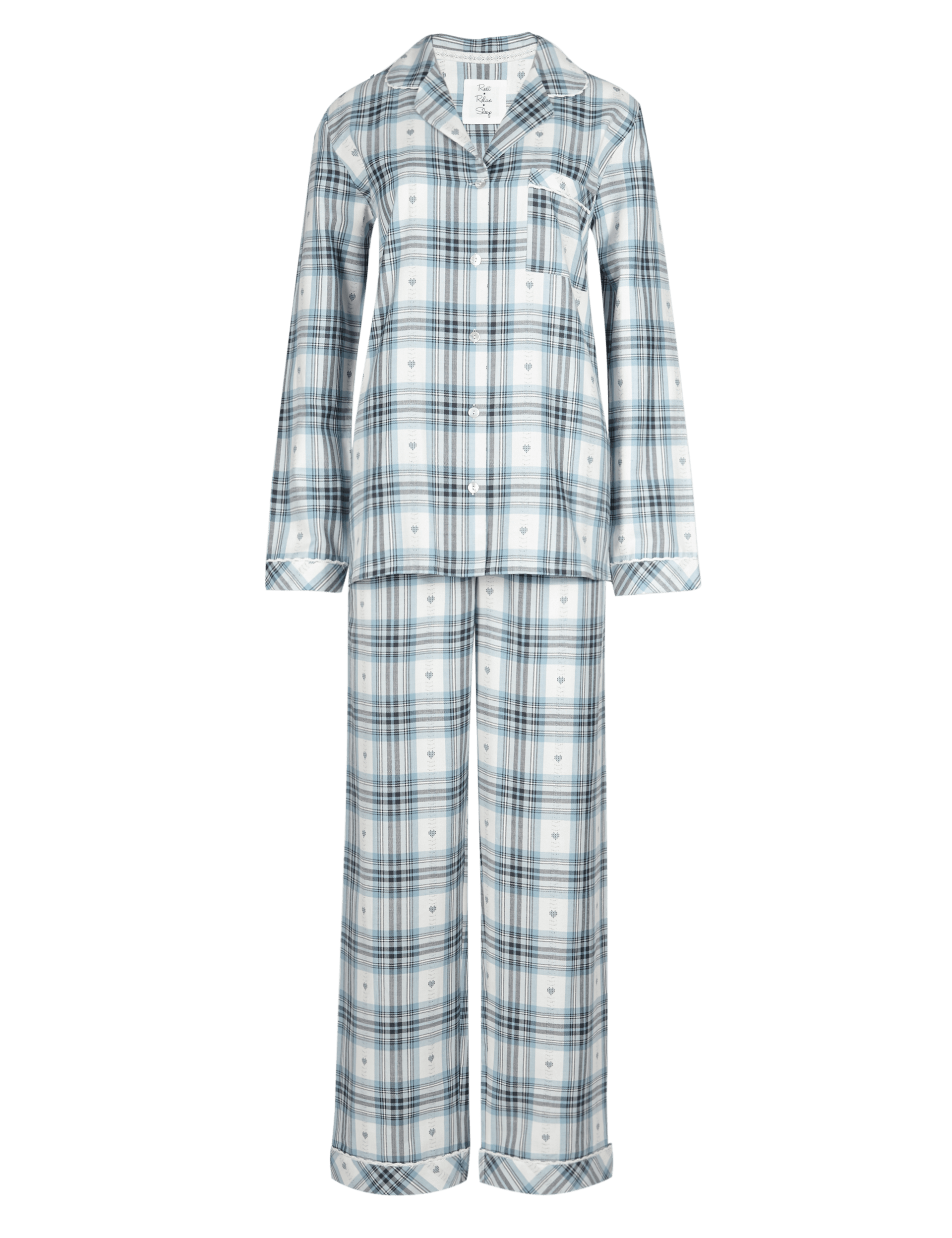 Pure Cotton Dobby Heart & Checked Pyjamas | M&S Collection | M&S