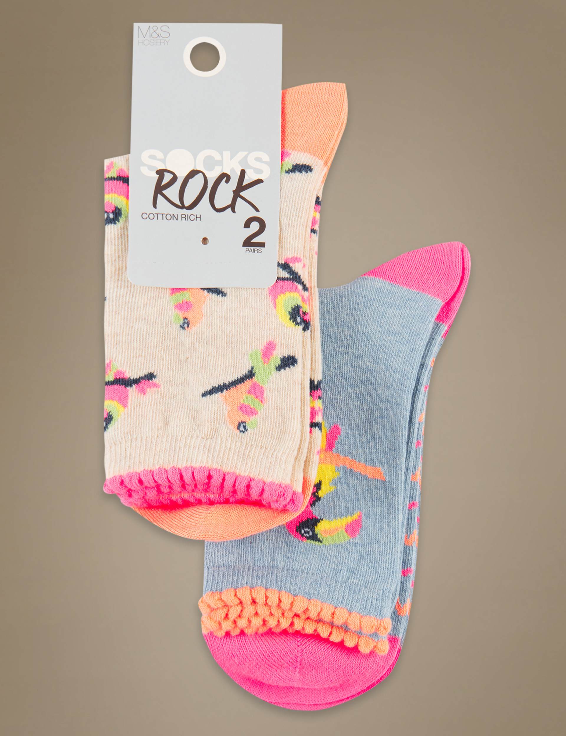 2 Pair Pack Rio Parrot Ankle High Socks | M&S Collection | M&S