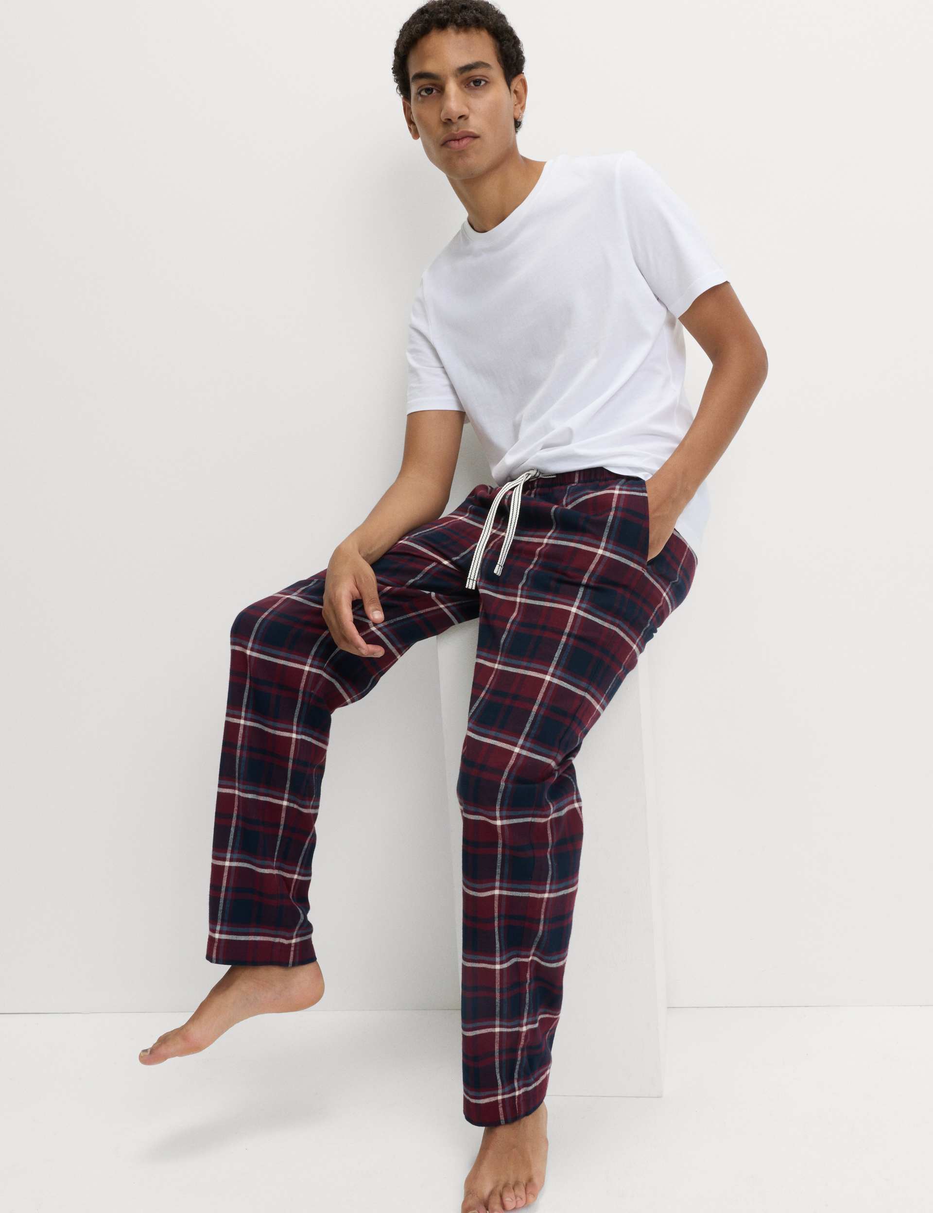 Pure Cotton Checked Loungewear Bottoms | M&S | M&S