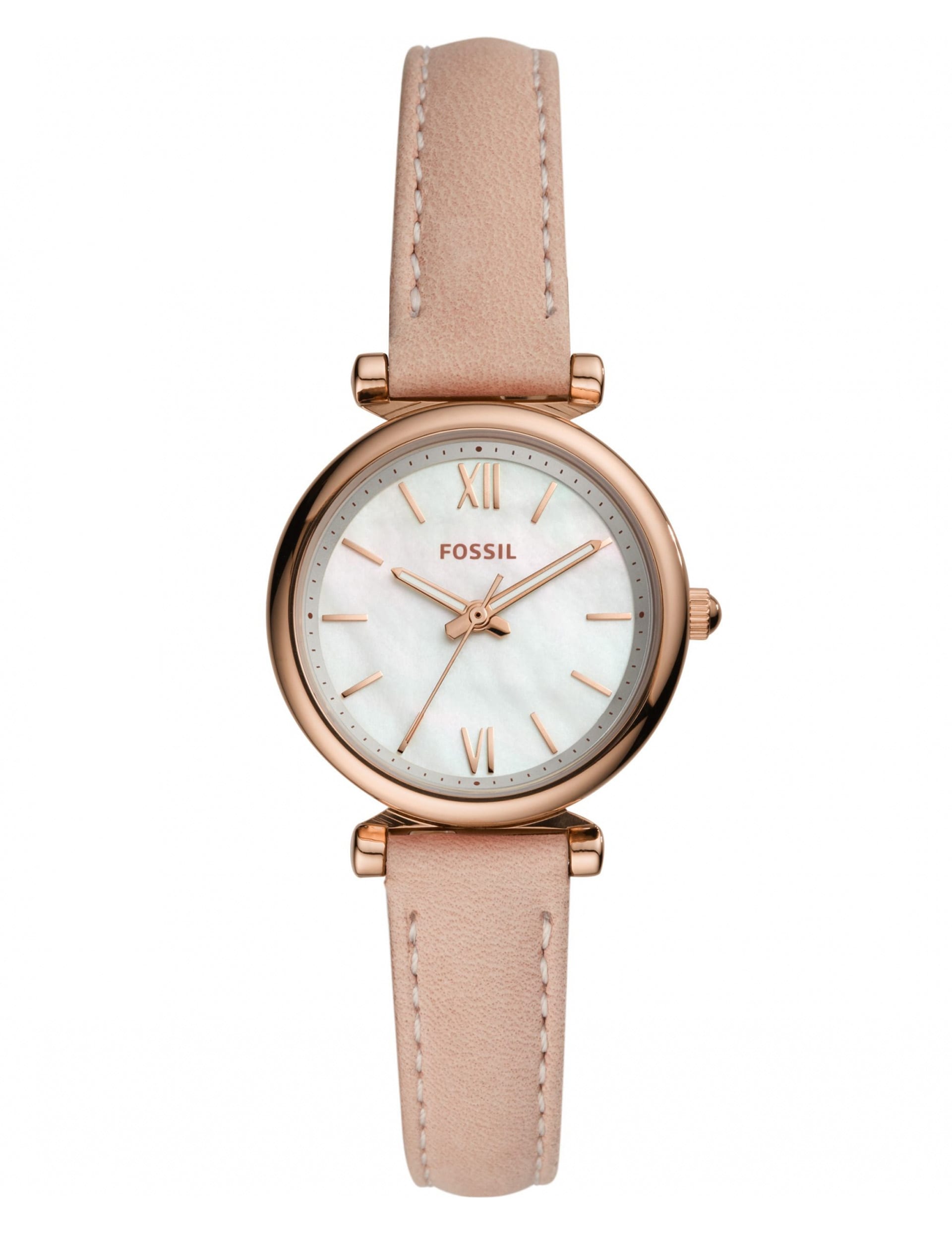 Fossil Carlie Nude Leather Watch | Fossil | M&S