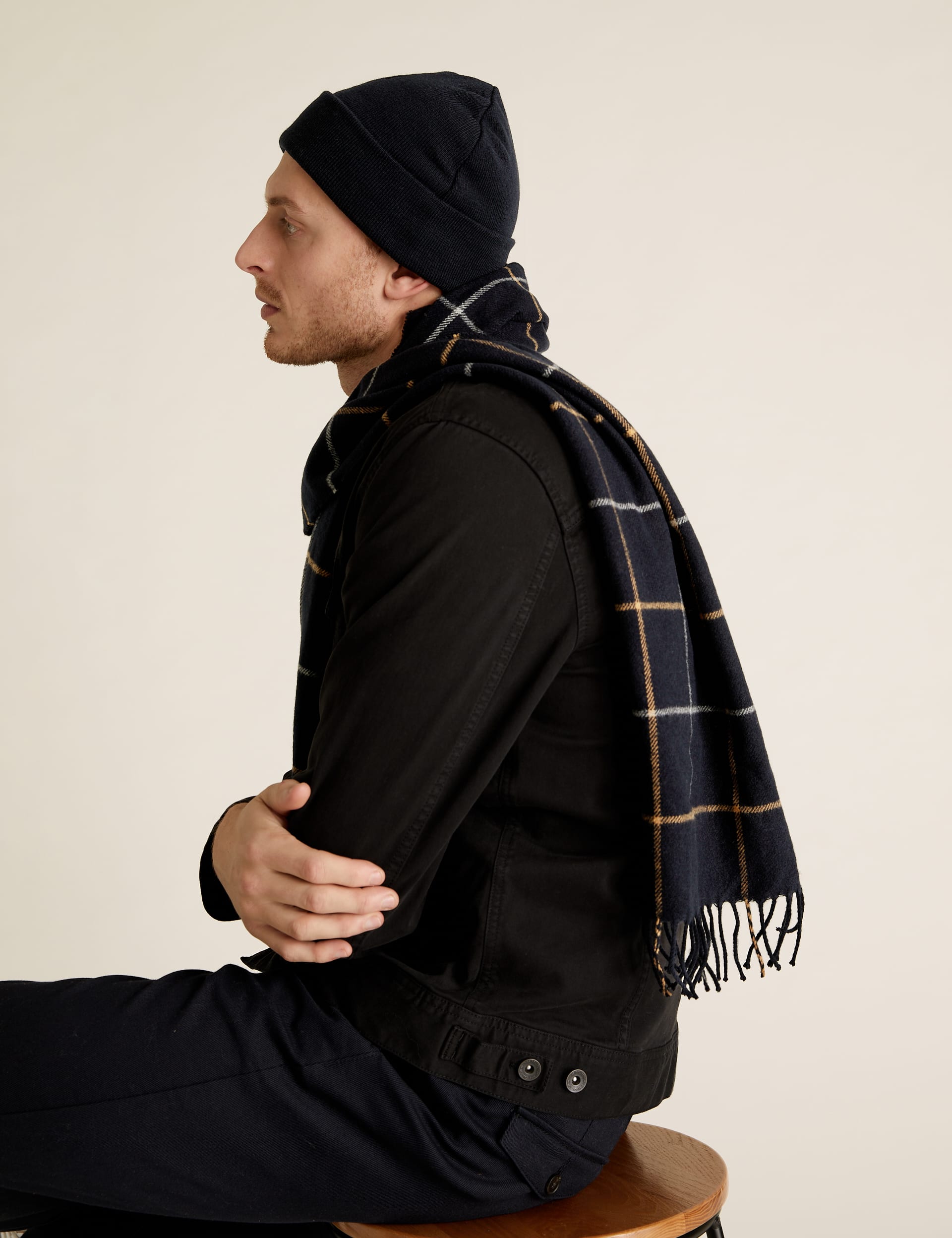 Checked Hat and Scarf Set | M&S Collection | M&S
