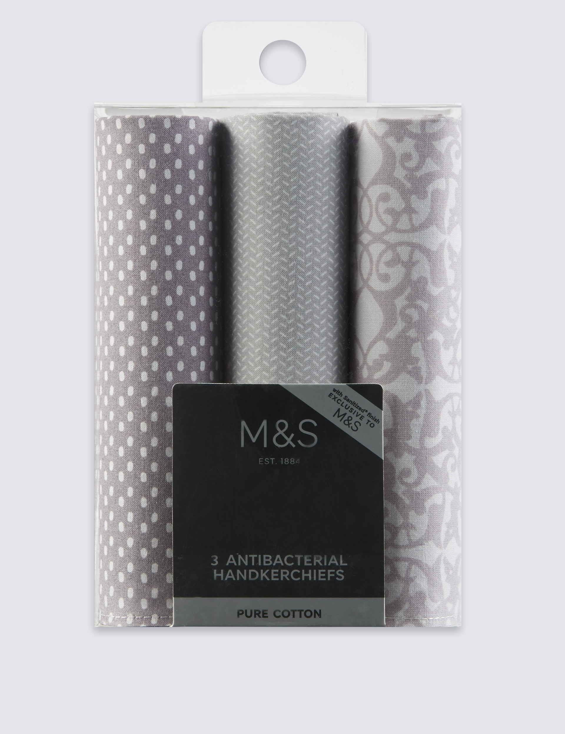 3 Pack Pure Cotton Assorted Handkerchiefs | M&S Collection | M&S