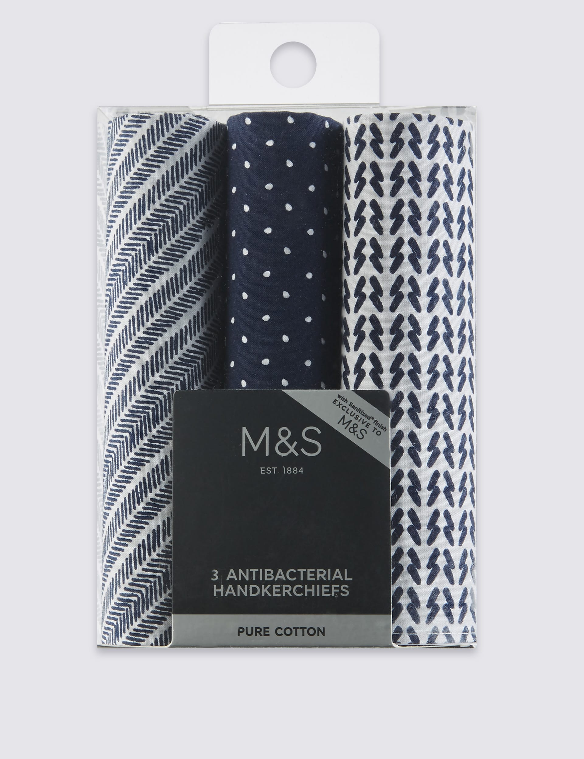 3 Pack Pure Cotton Assorted Handkerchiefs | M&S Collection | M&S