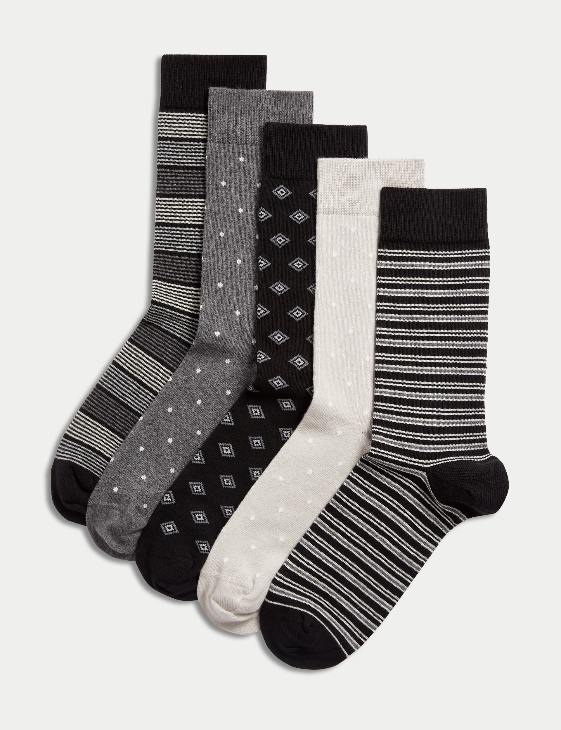 5 Pack Cool & Fresh™ Assorted Cotton Rich Socks | M&S
