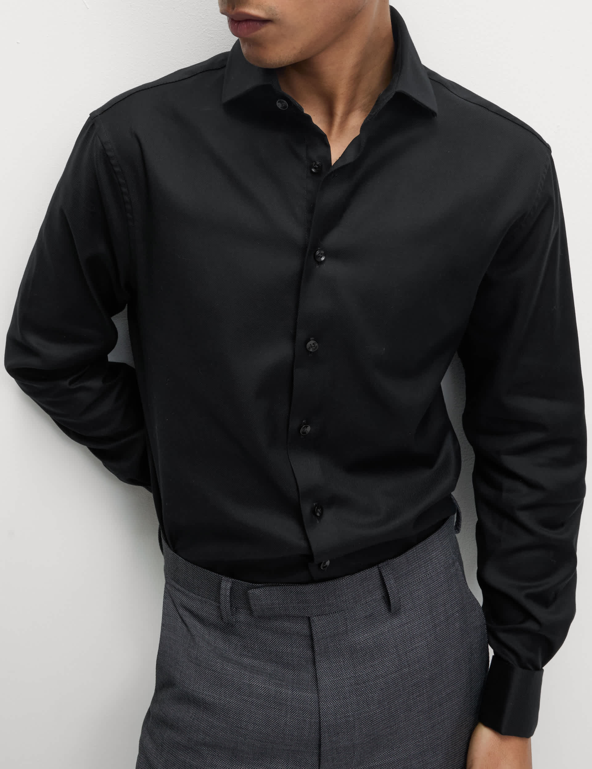 Regular Fit Luxury Cotton Double Cuff Twill Shirt | M&S SARTORIAL | M&S