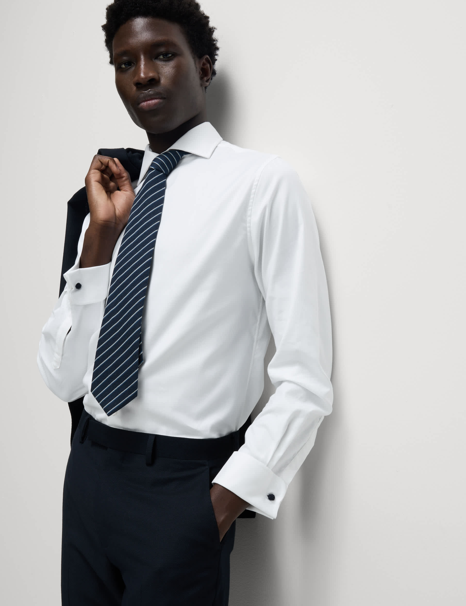 Tailored Fit Luxury Cotton Double Cuff Twill Shirt | M&S SARTORIAL | M&S
