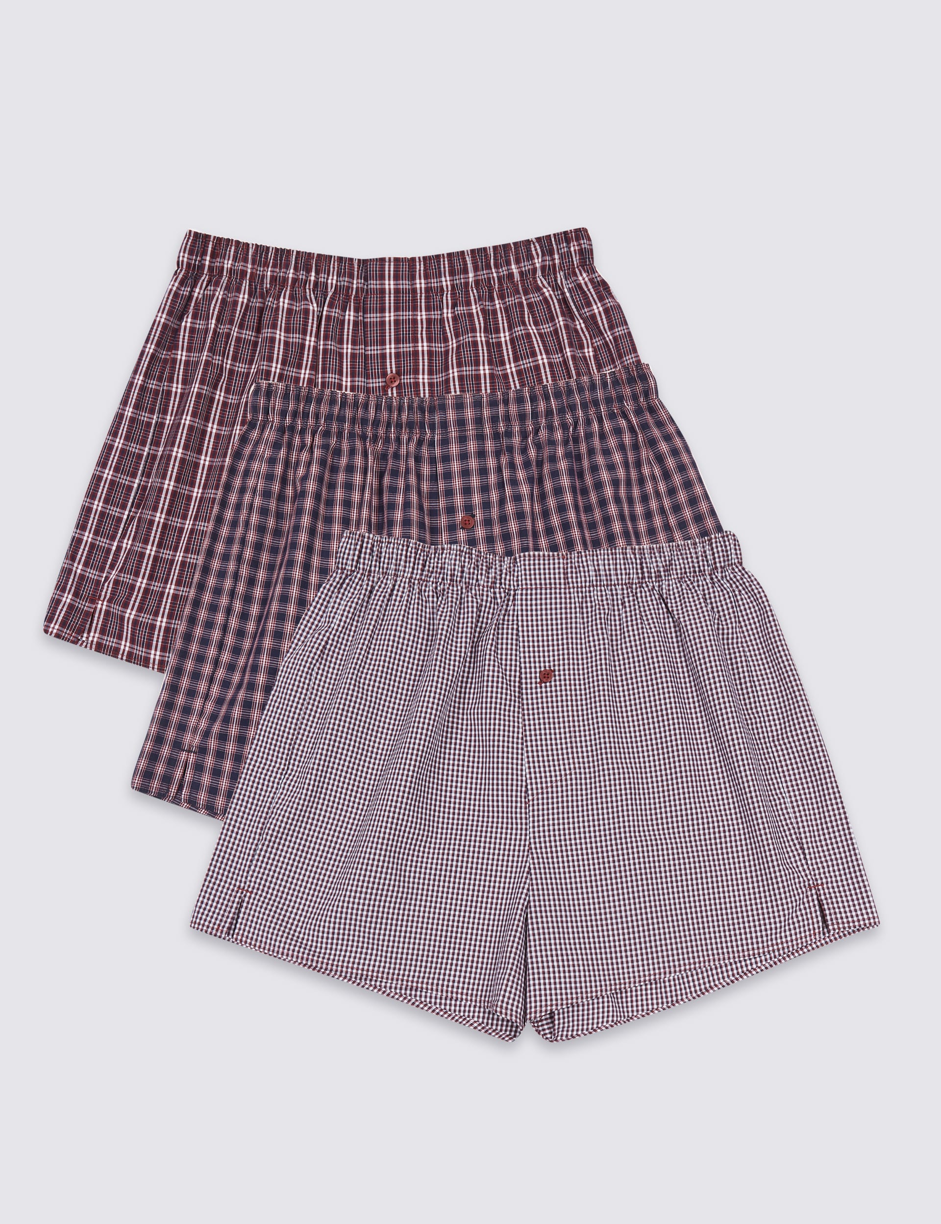 3 Pack Pure Cotton Checked Boxers | M&S Collection | M&S