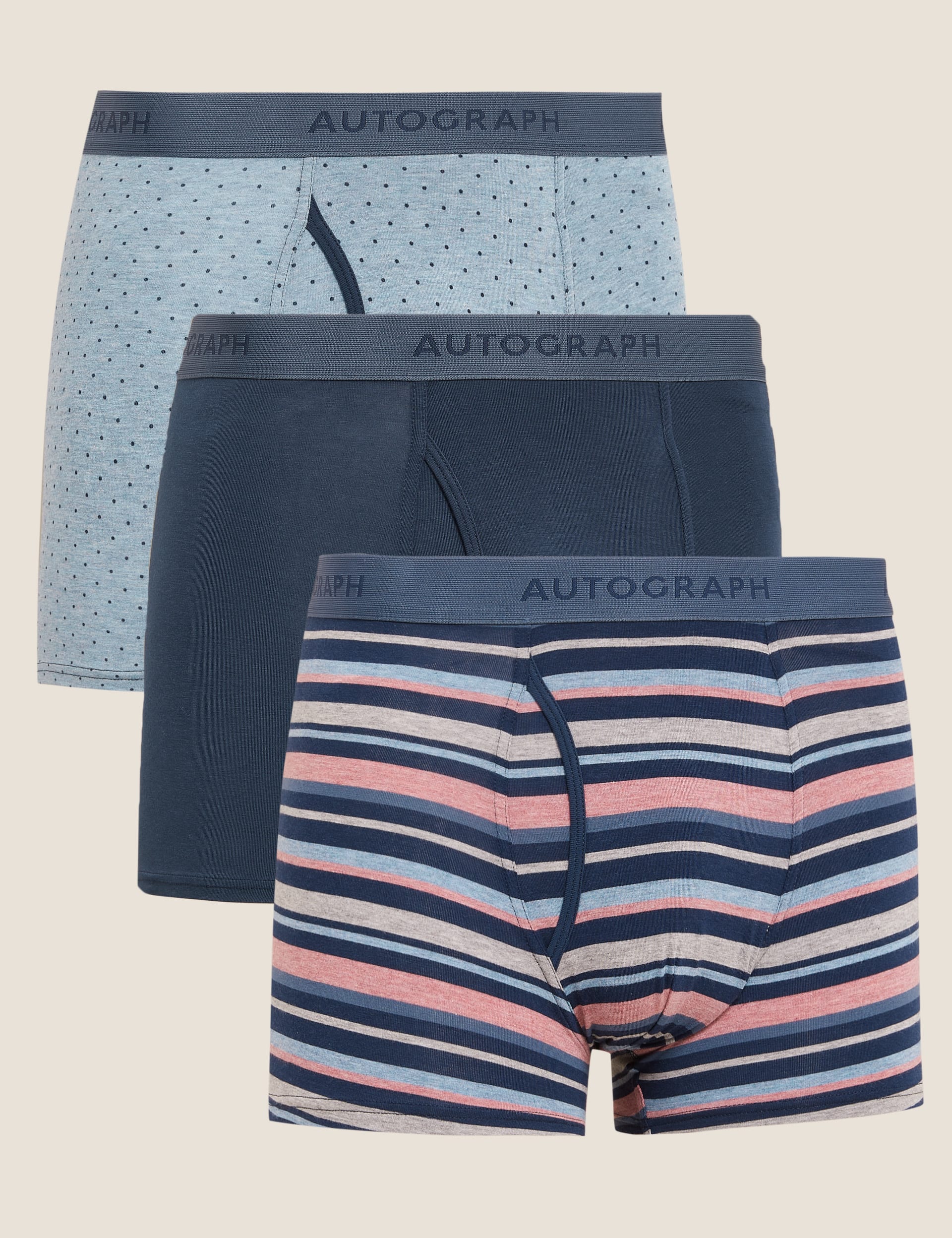 3pk Premium Cotton Assorted Pattern Trunks | Autograph | M&S IE