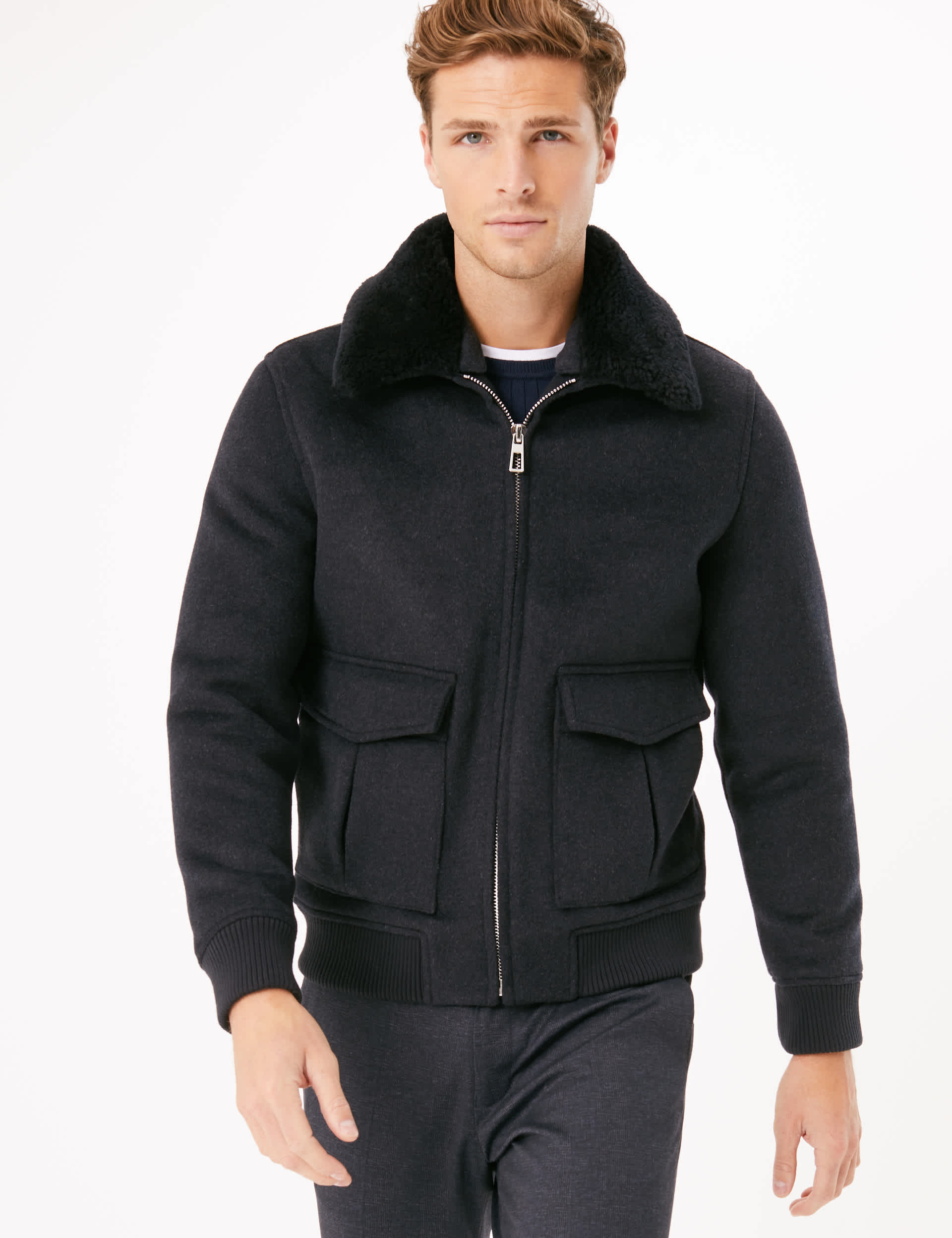 Wool Blend Borg Collar Jacket | Autograph | M&S IE