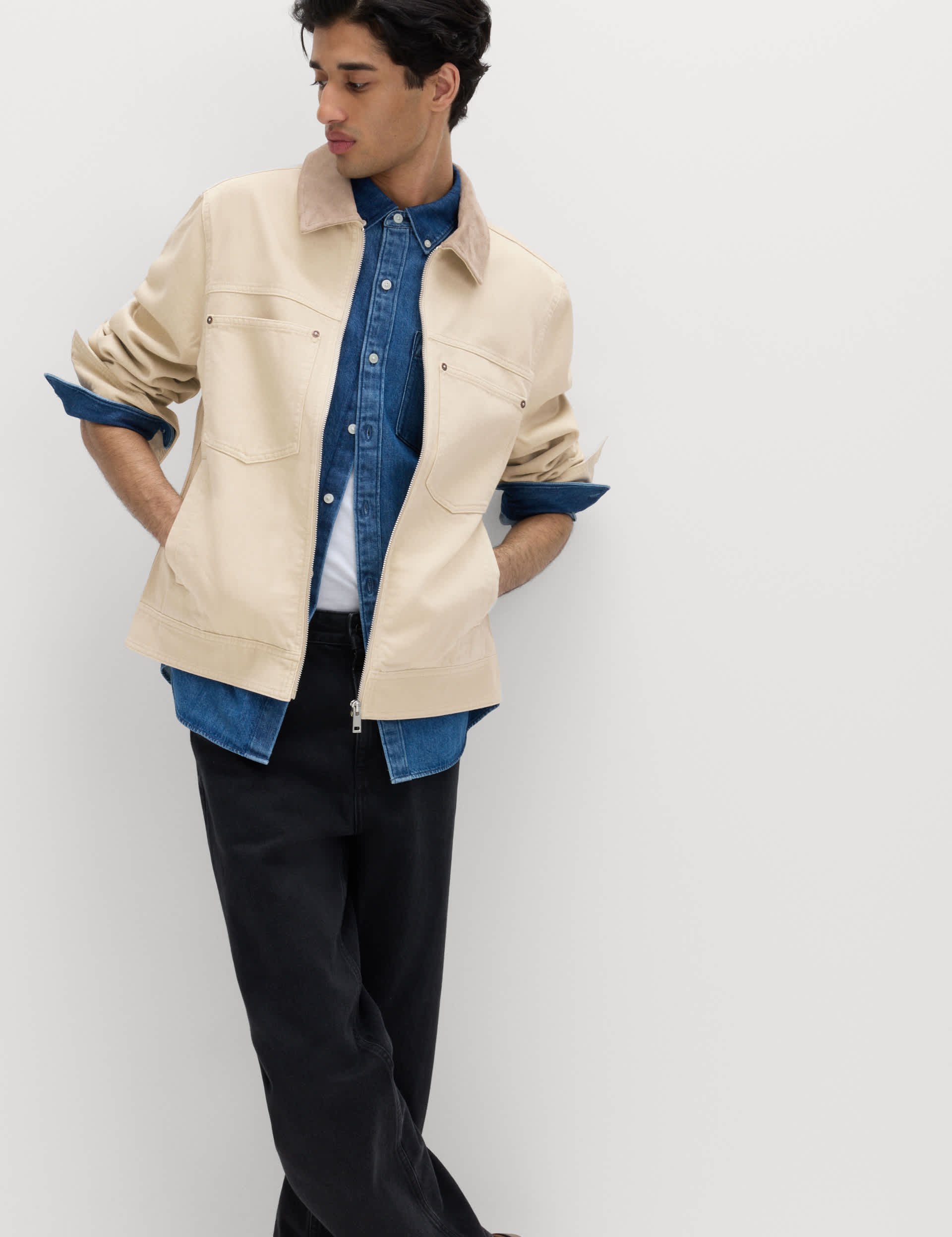 Pure Cotton Contrast Collar Denim Trucker | M&S