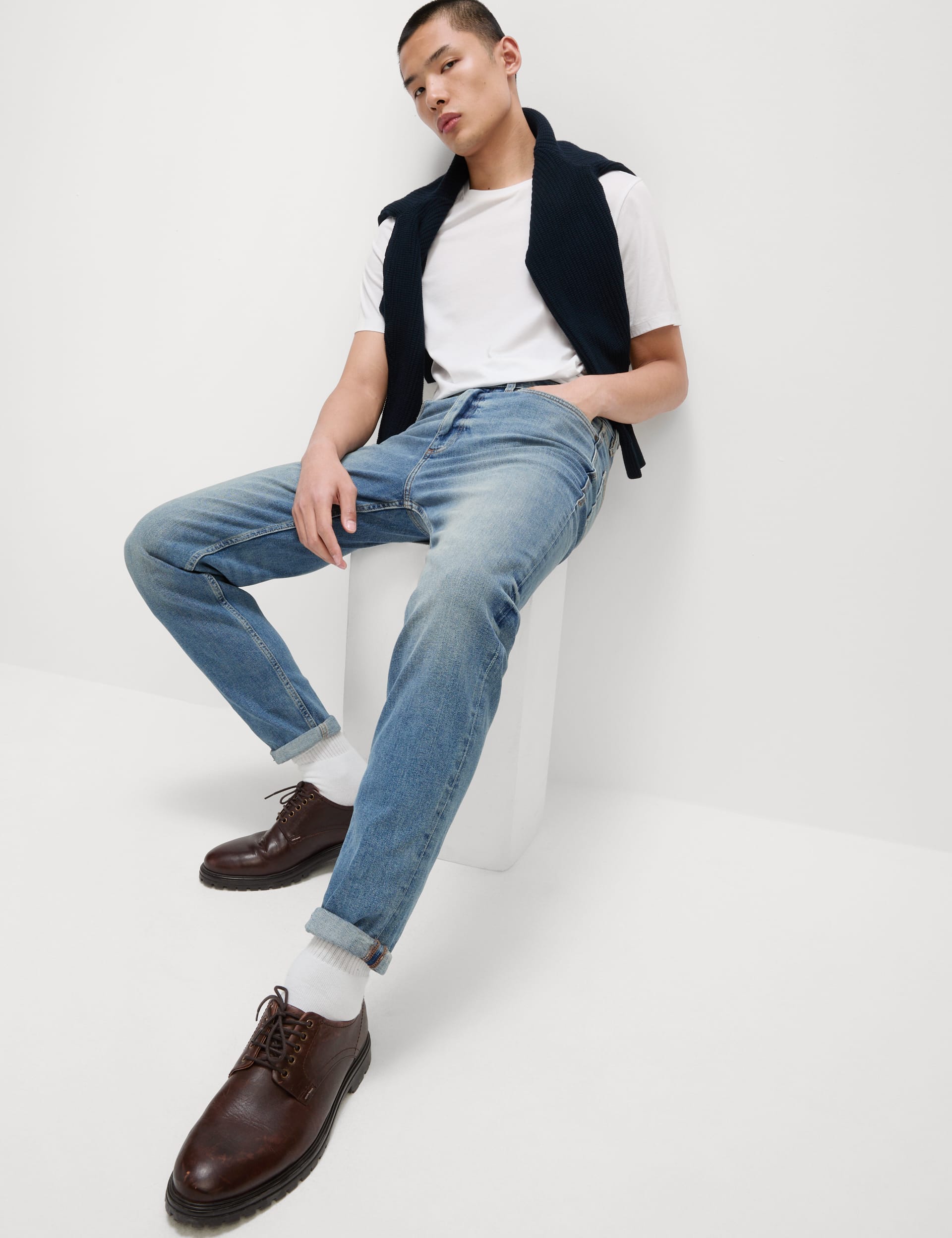 Men's Tapered Fit Jeans | M&S