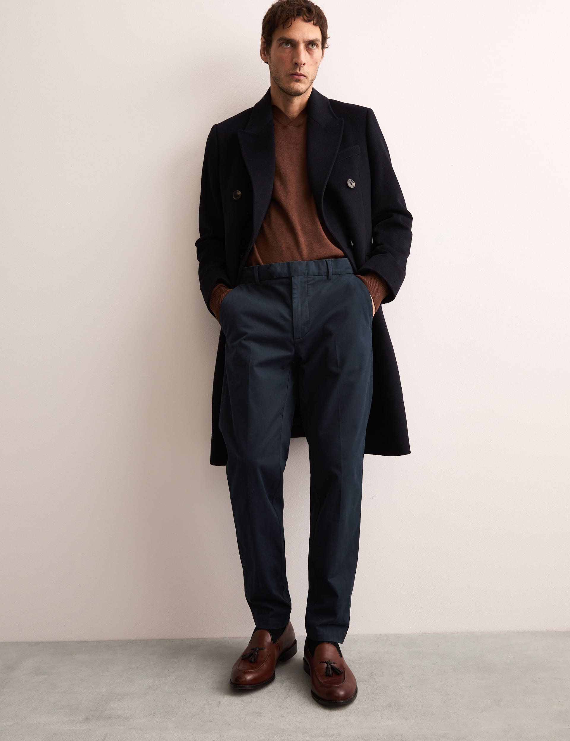 Tapered Fit Italian Flat Front Chinos | JAEGER | M&S