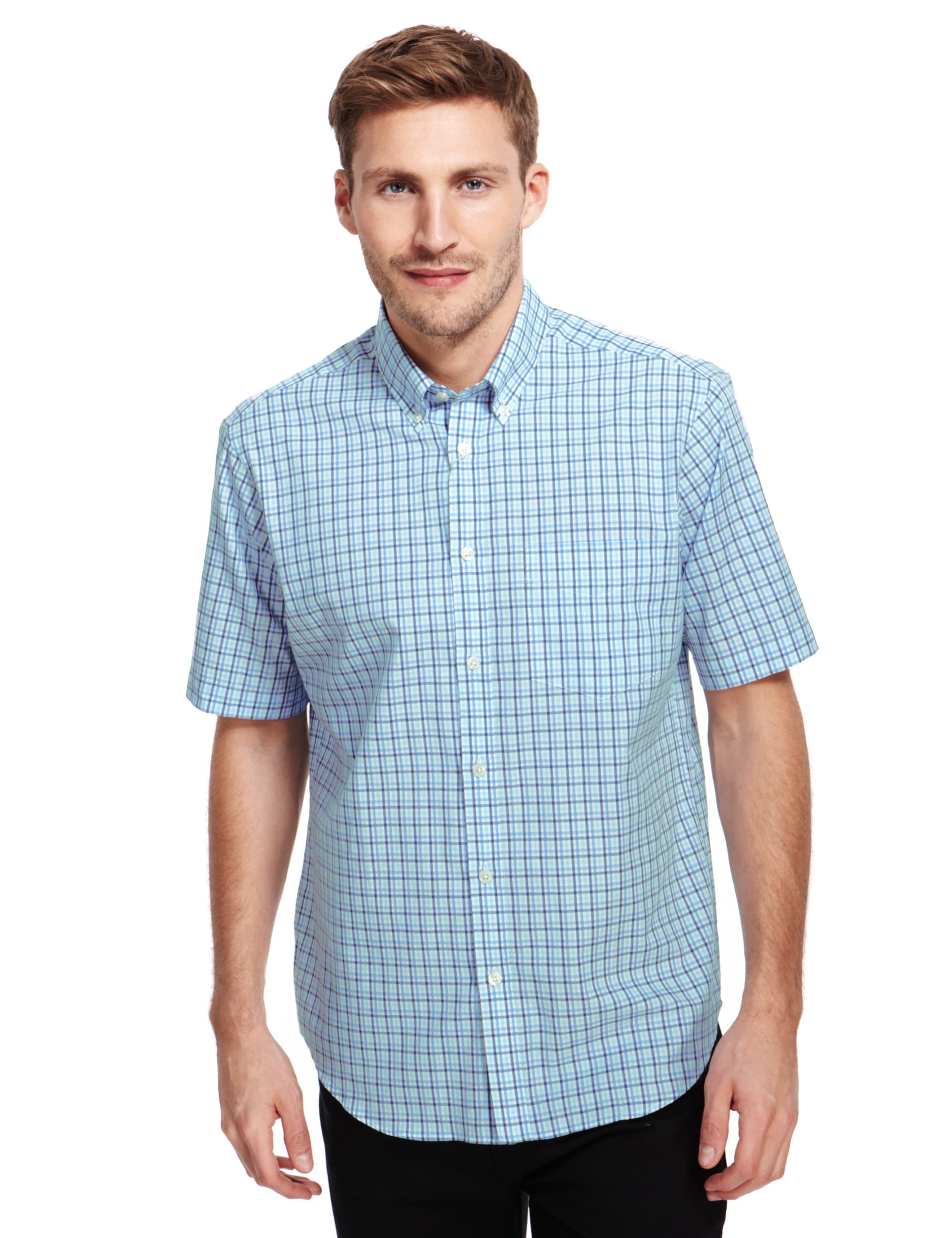 Pure Cotton Triple Checked Shirt | M&S Collection | M&S