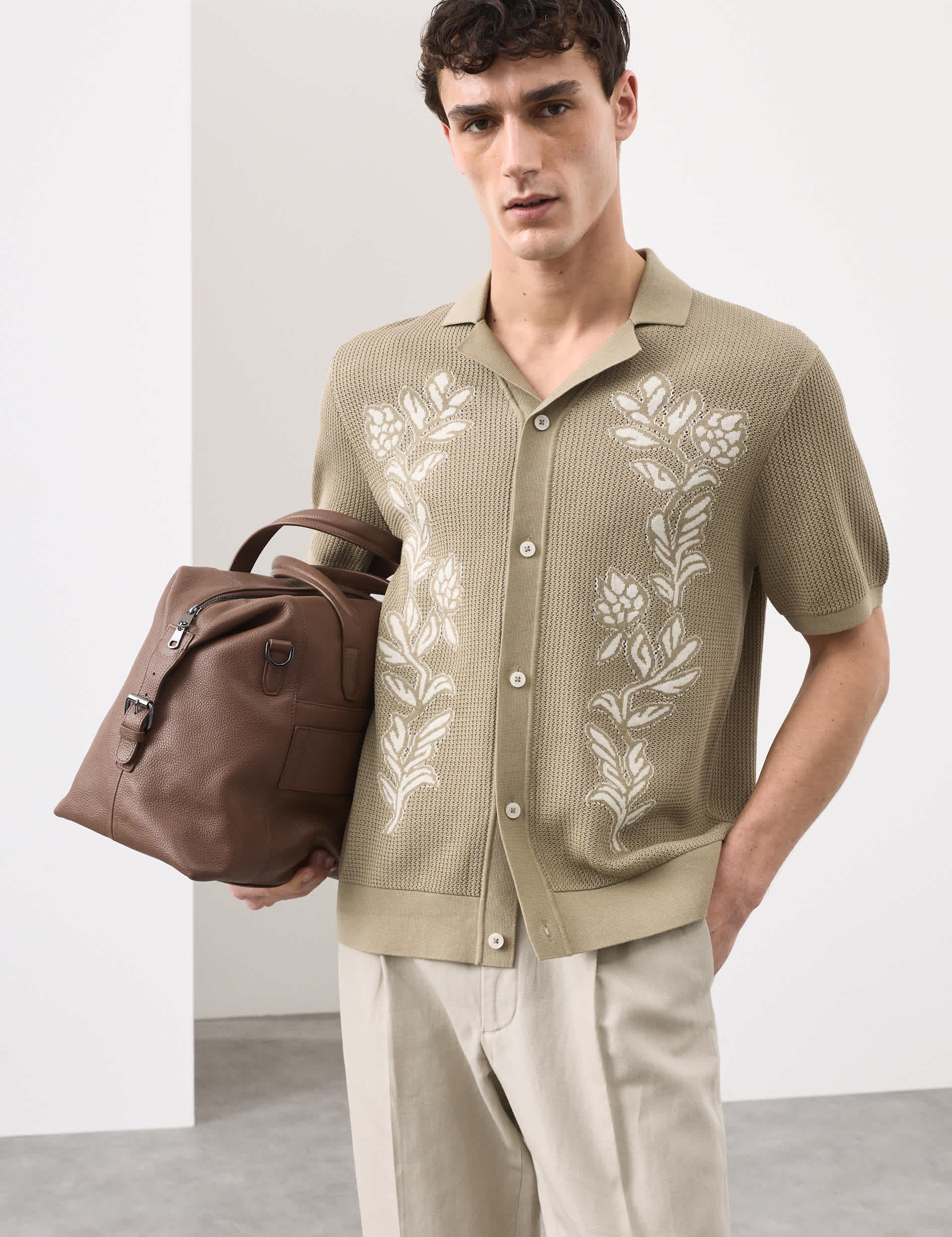 Pure Cotton Floral Knitted Polo Shirt | Autograph | M&S IE