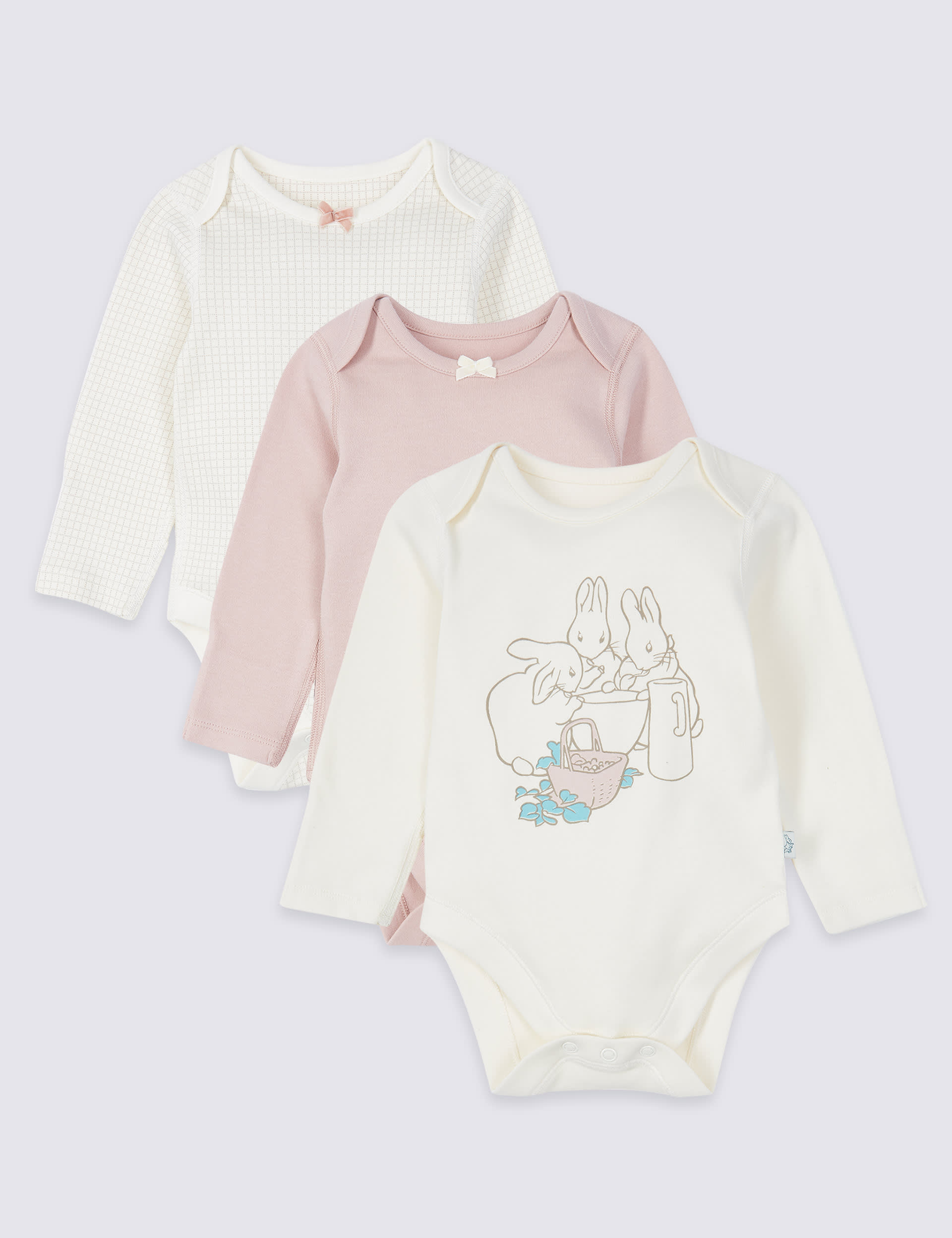 Peter Rabbit™ 3 Pack Pure Cotton Bodysuits | M&S IE
