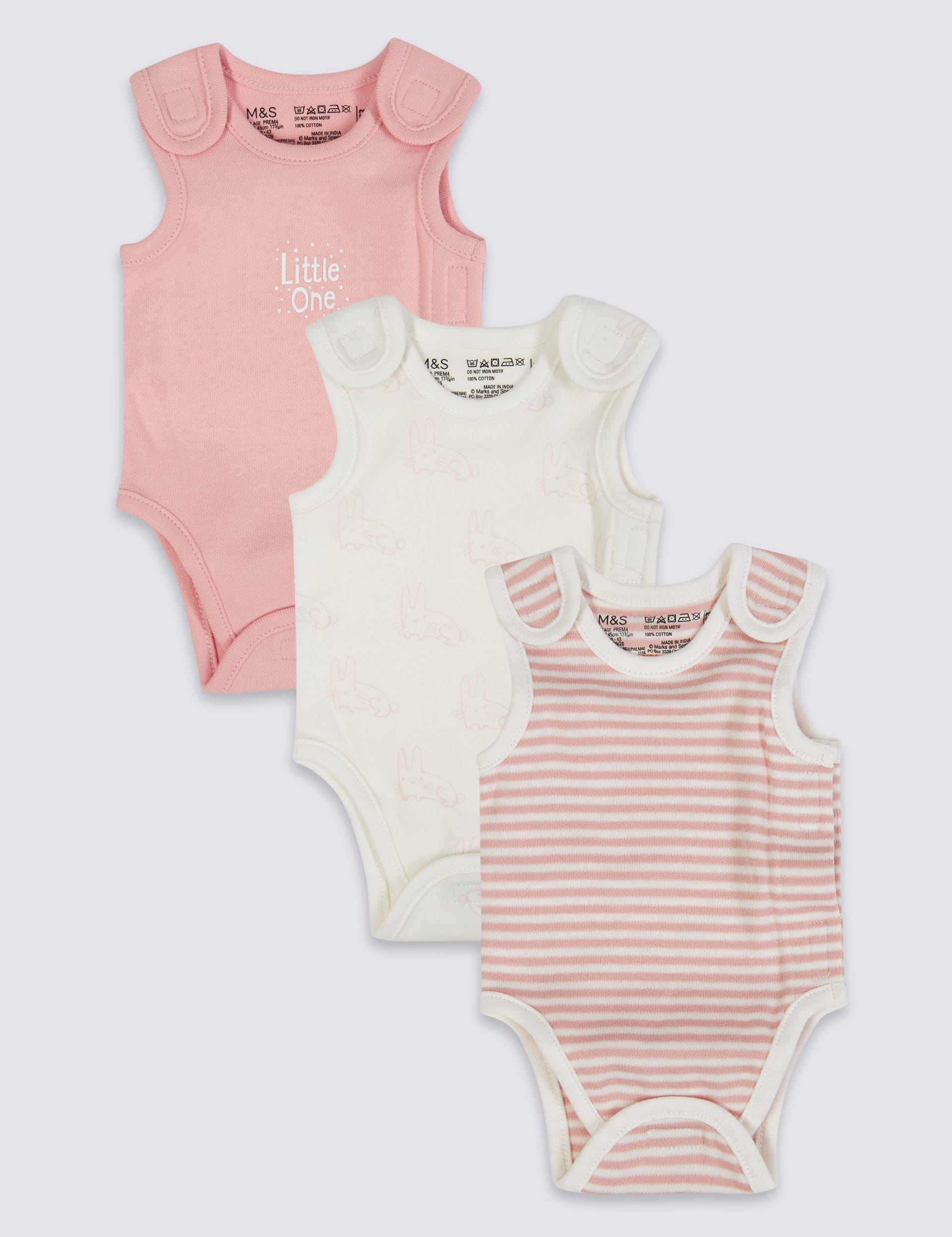 Adaptive 3 Pack Premature Pure Cotton Bodysuits (3lbs-4lbs) | M&S IE