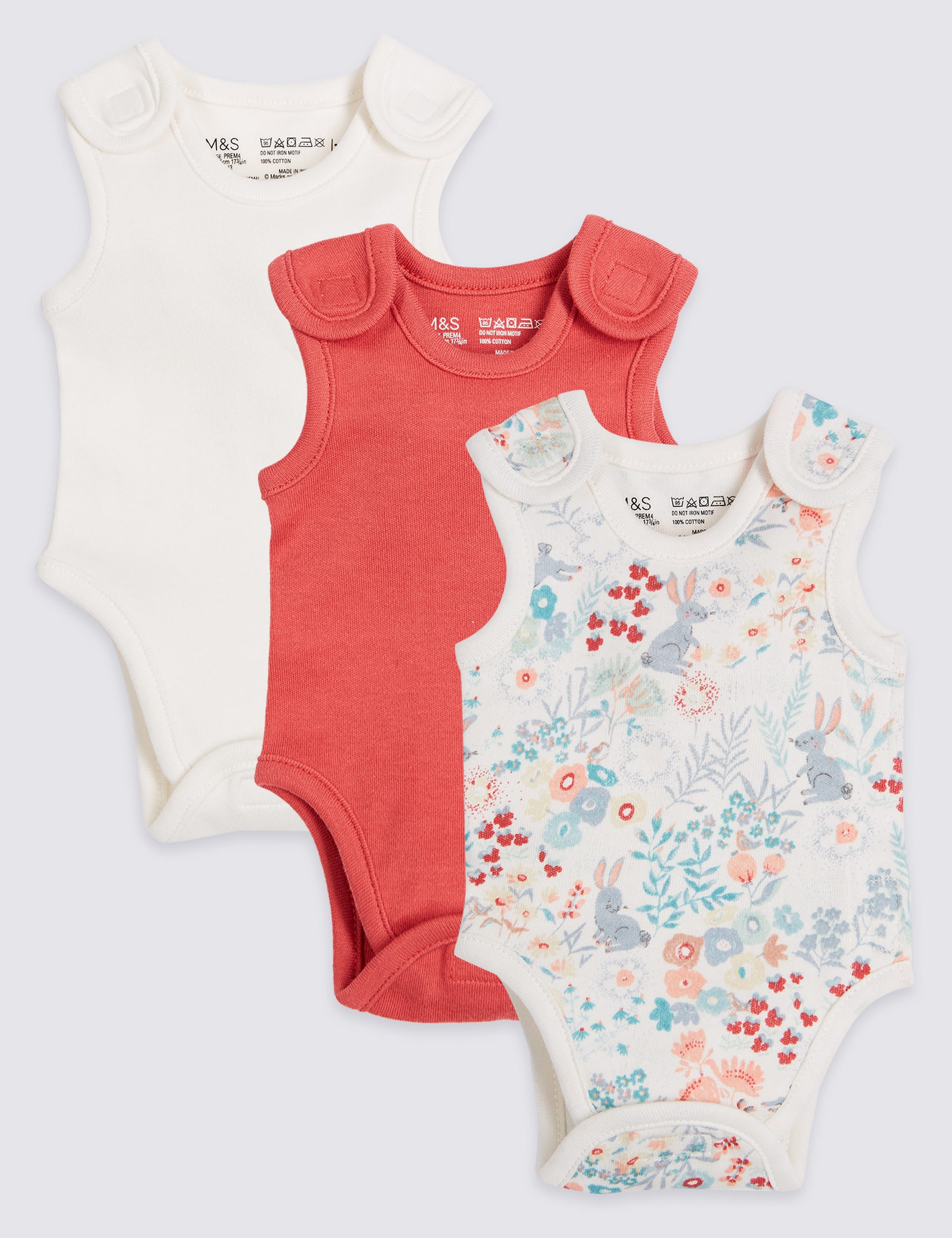 Adaptive 3 Pack Premature Pure Cotton Bodysuits | M&S IE