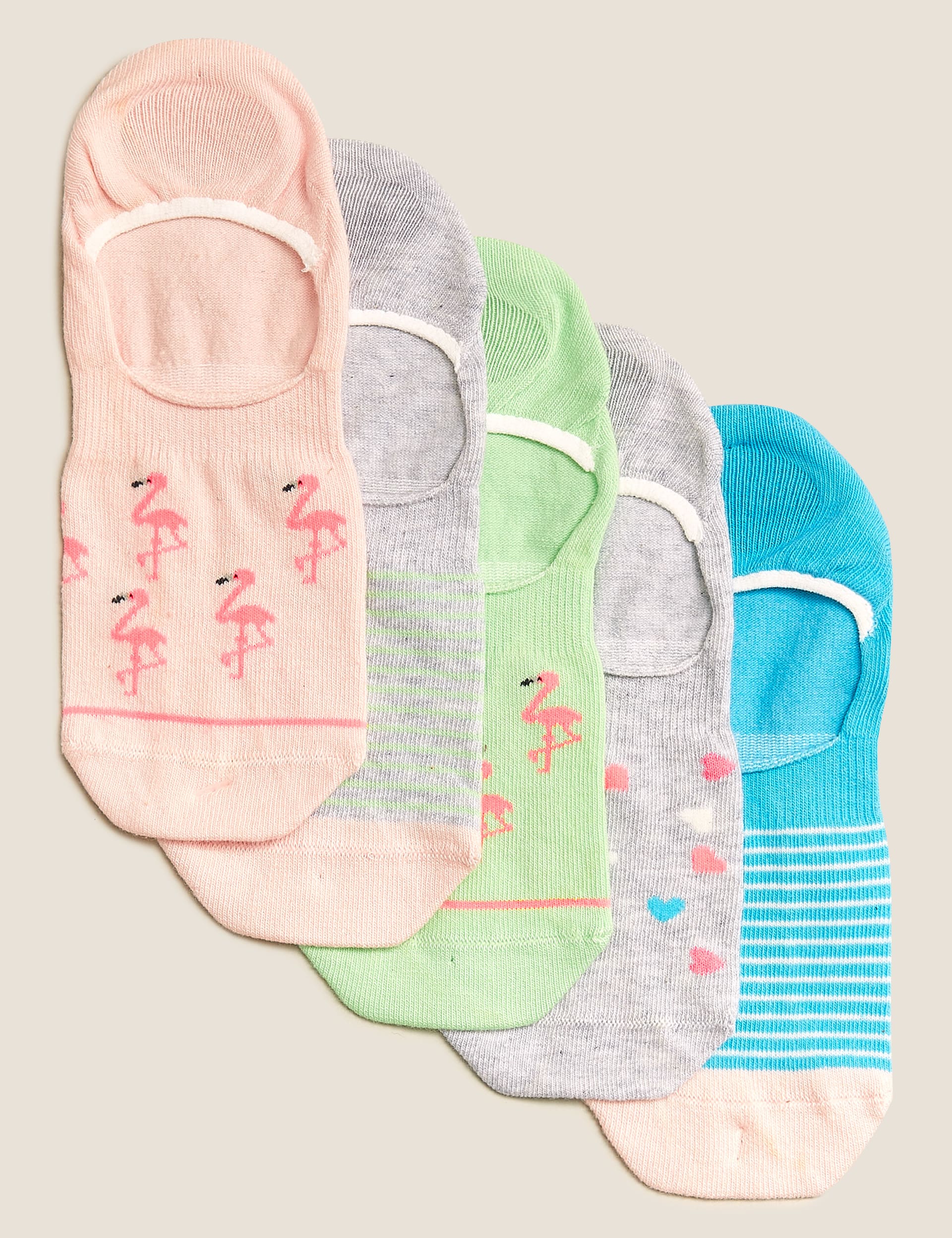 5pk Cotton Flamingo Trainer Liners | M&S