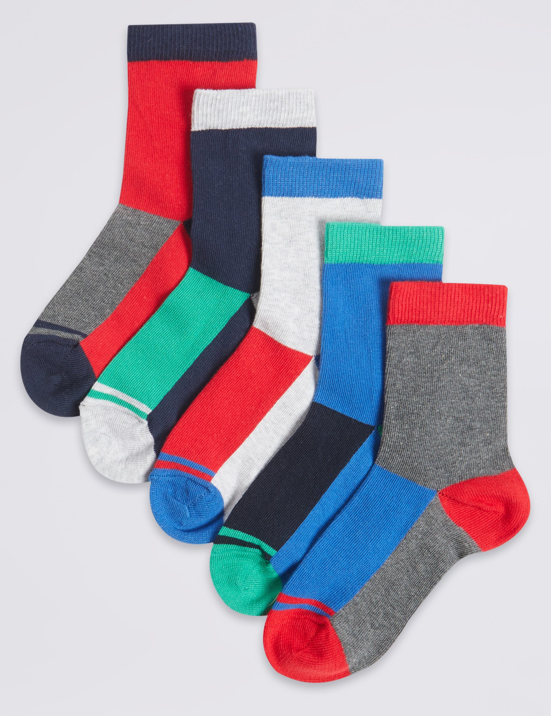 5 Pairs of Colour Block Socks | M&S IE