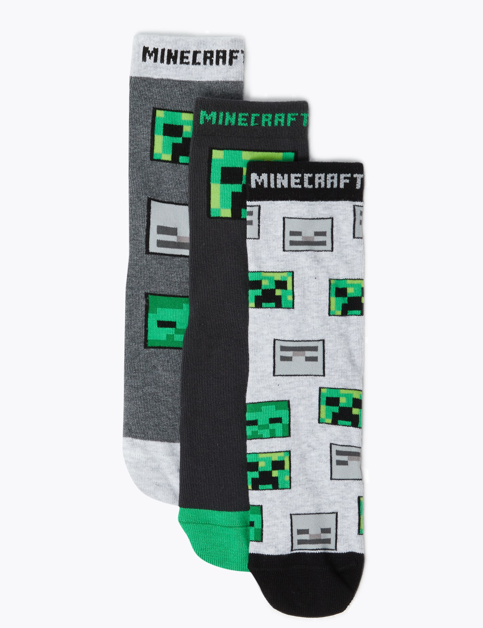 3pk Cotton Rich Minecraft™ Socks | M&S IE