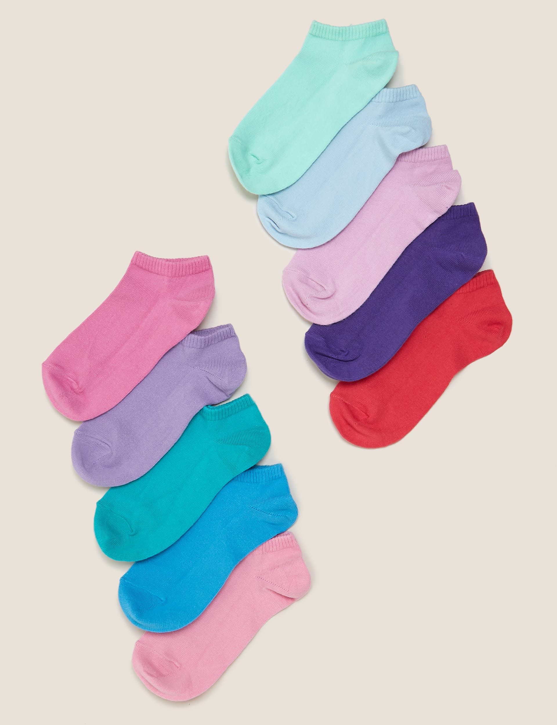 10pk Cotton Colourful Trainer Liner Socks | M&S IE