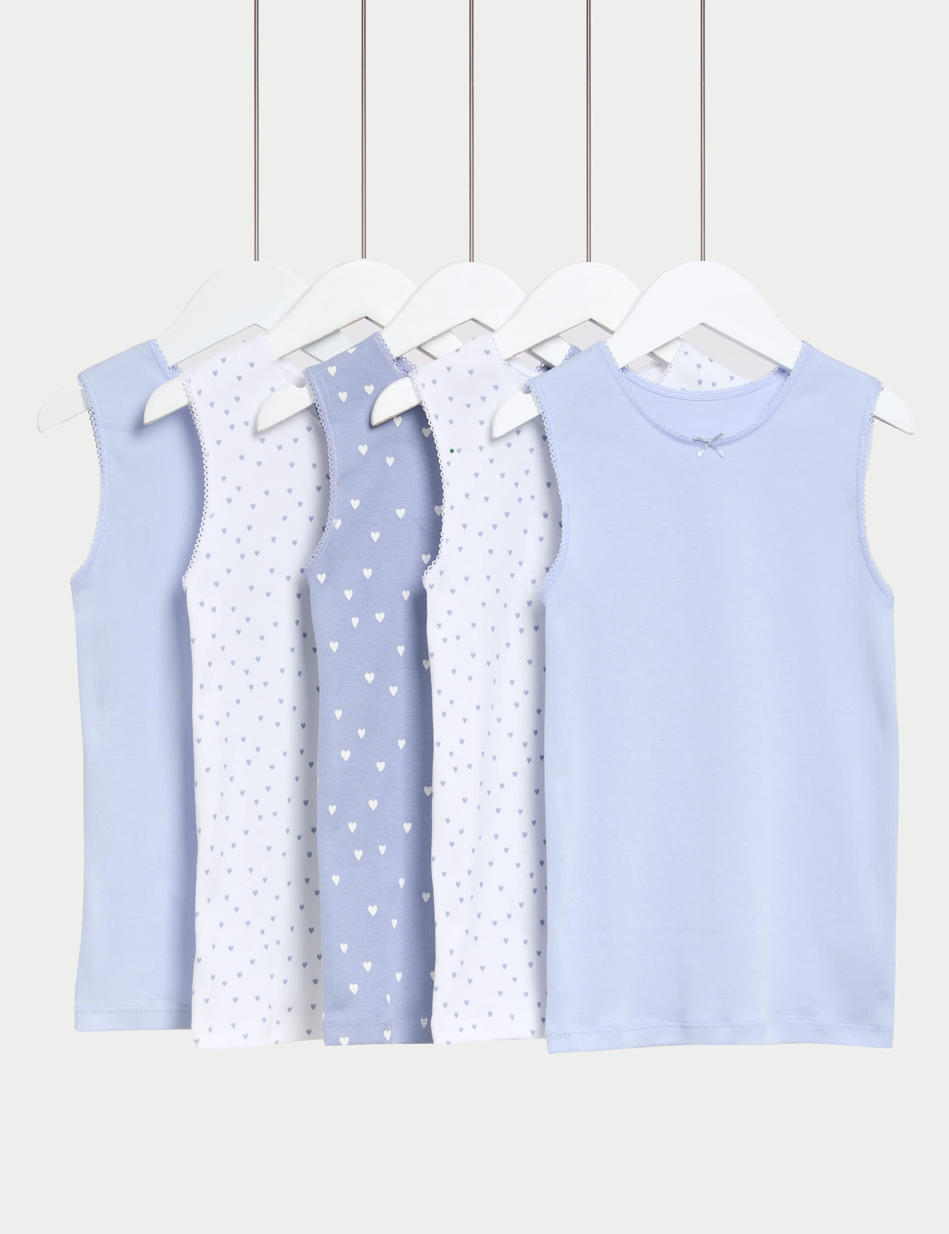 5 Pack Pure Cotton Heart Print Vests (2-14 Yrs) | M&S
