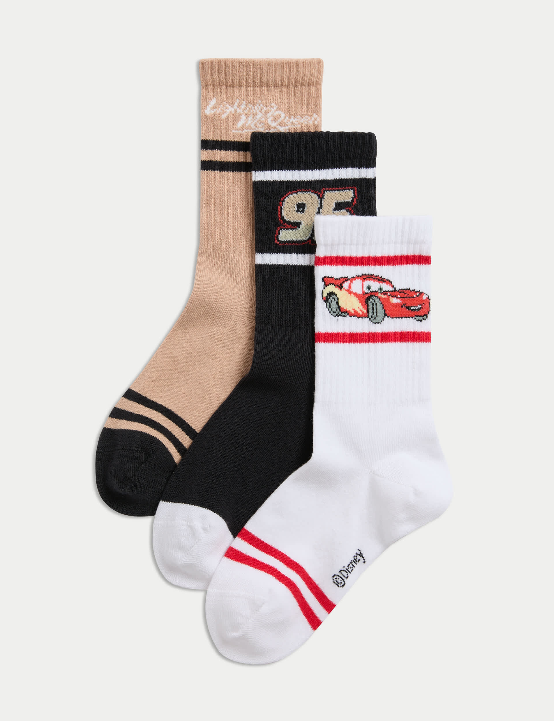 3pk Cotton Rich Pixar™ Cars Socks (6 Small-7 Large) | M&S Collection ...