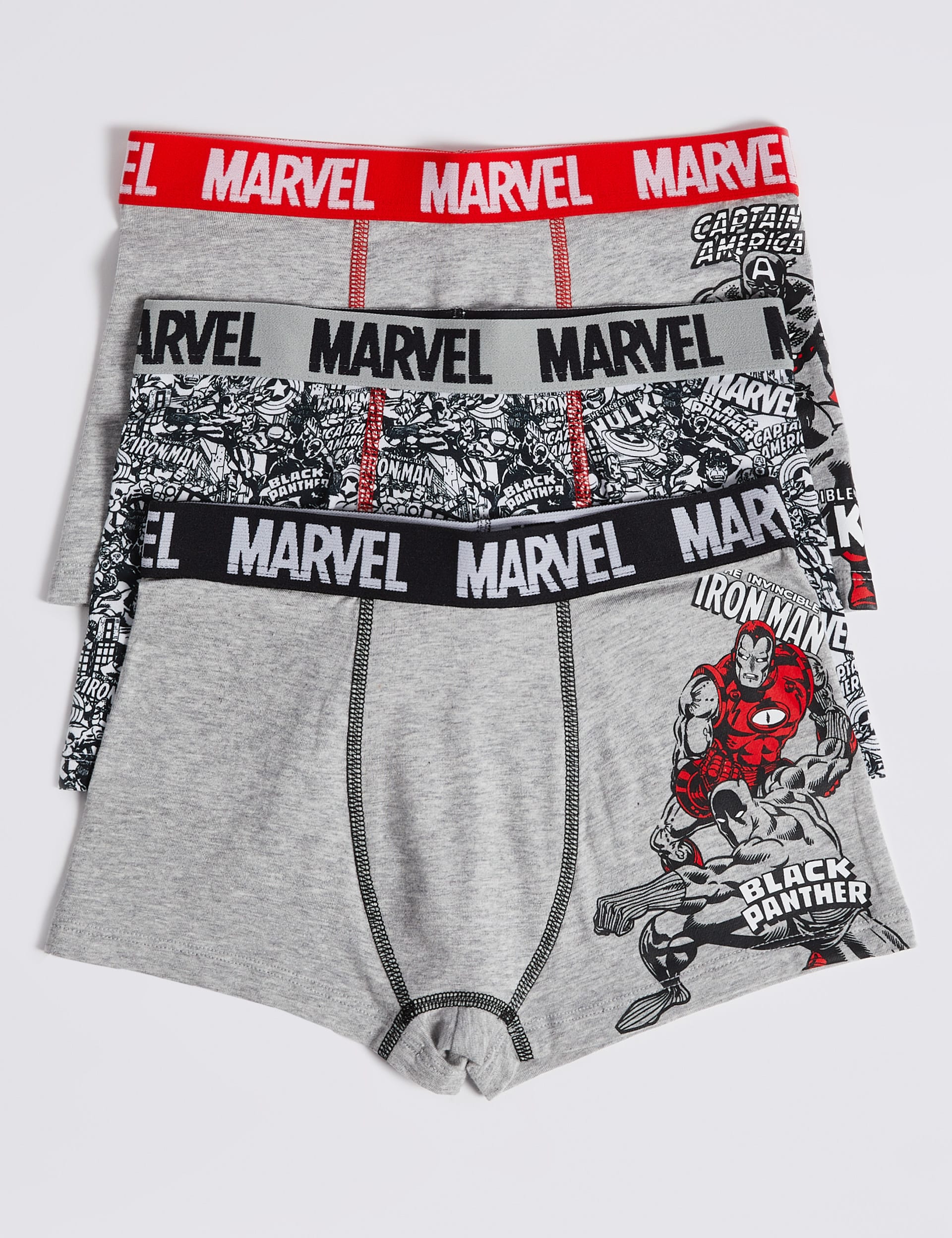 3 Pack Cotton with Stretch Marvel Heroes™ Trunks (6-16 Years) | M&S