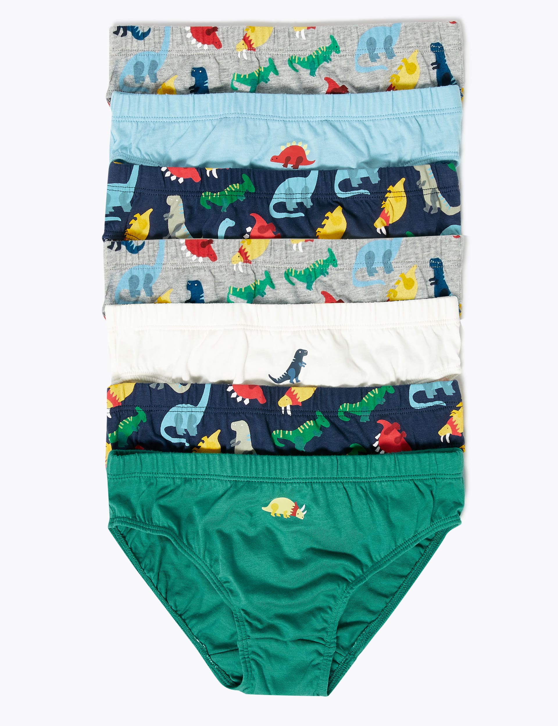7pk Pure Cotton Dinosaur Briefs (2-7 Yrs) | M&S IE