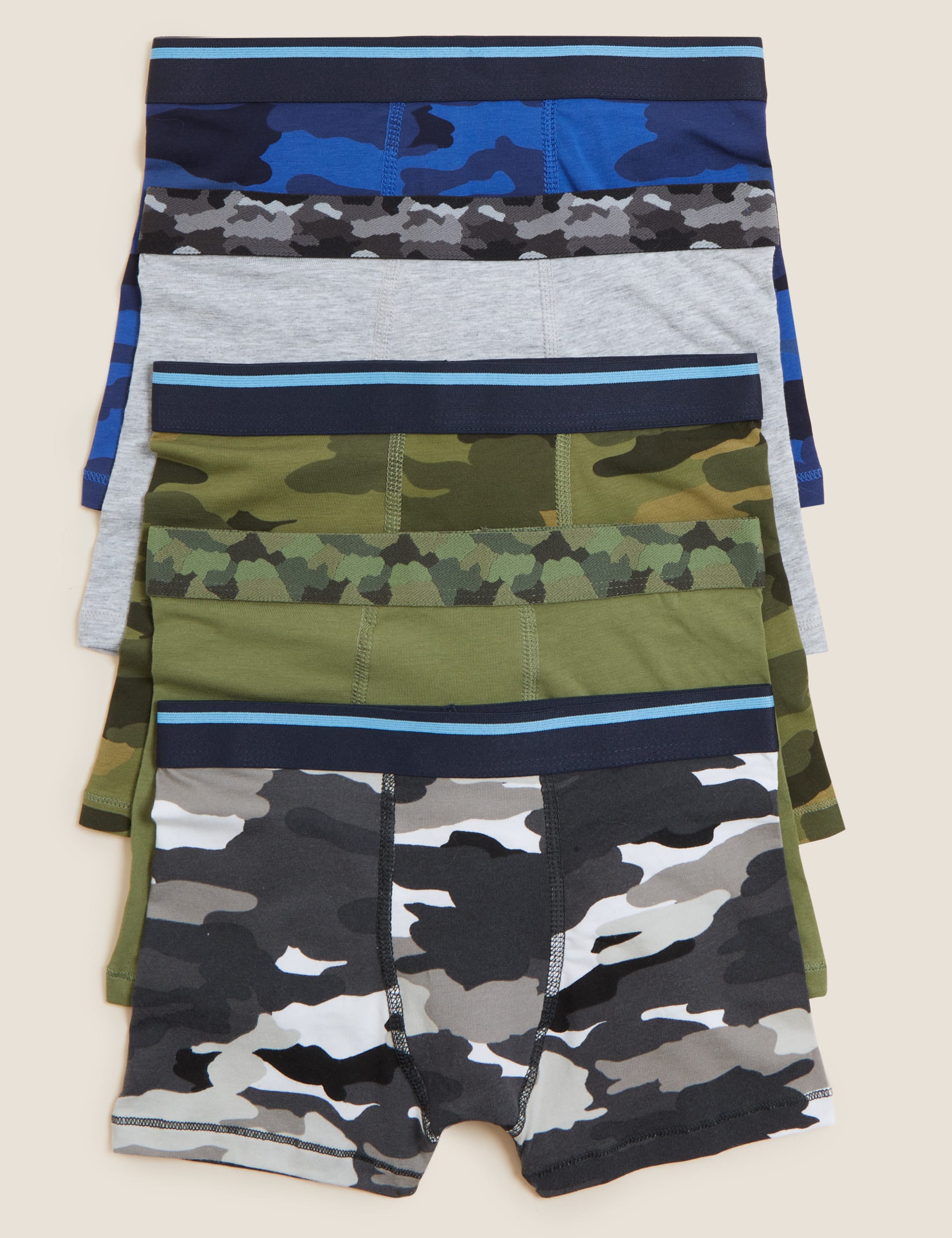 5 Pack Cotton Camo Trunks (2 - 16 Yrs) | M&S | M&S