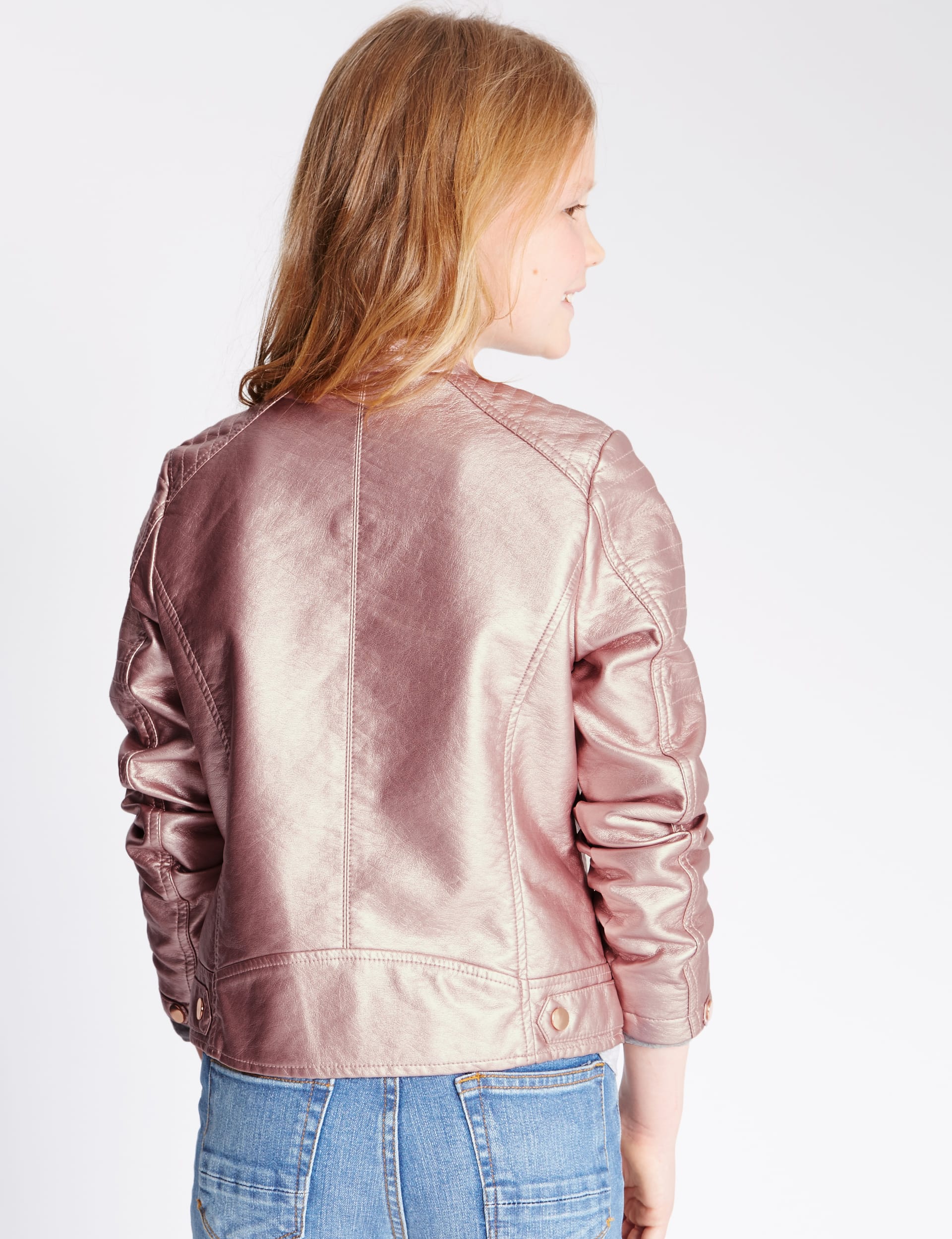 Faux Leather Metallic Biker Jacket (5-14 Years) | M&S